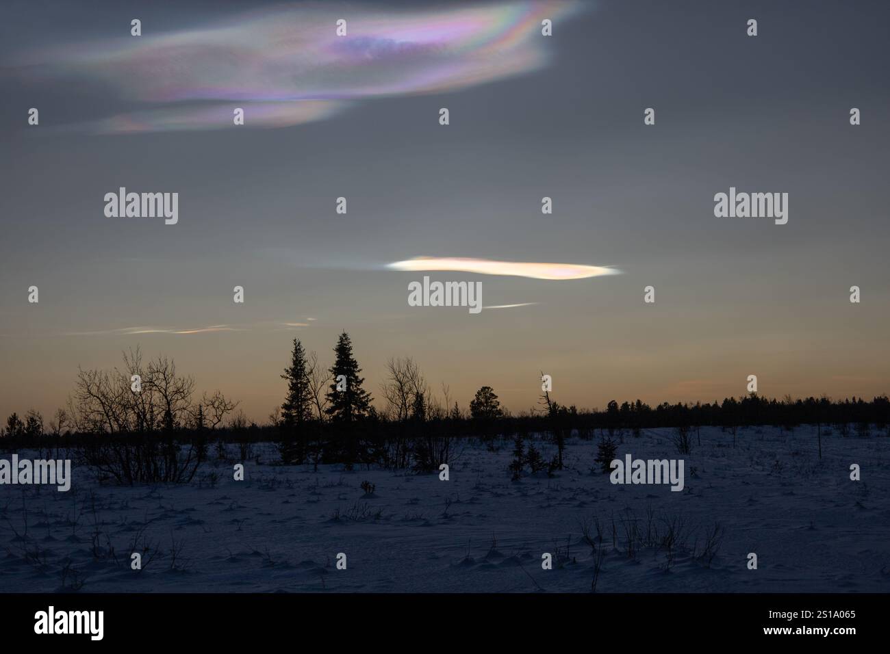 Polar stratospheric cloud, also known as nacreous clouds from nacre, or ...