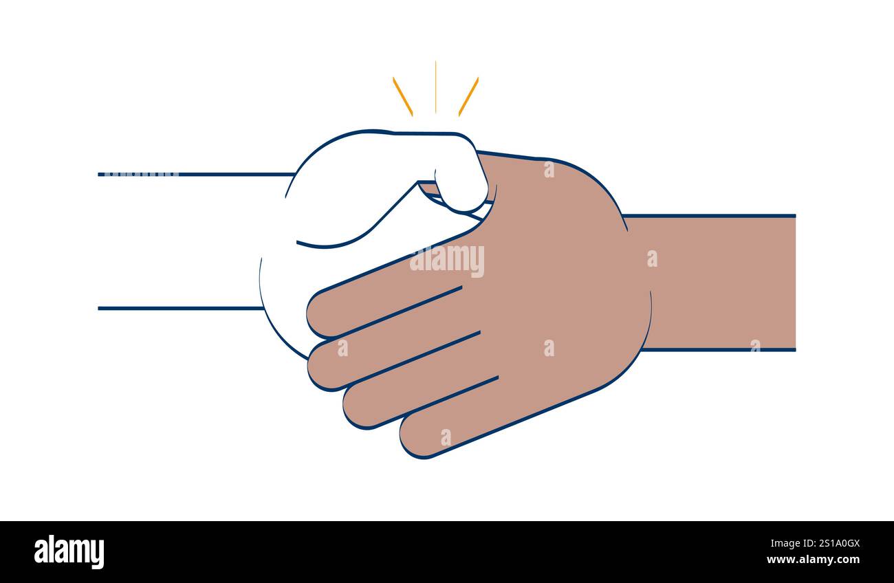 Handshake multiracial doodle cartoon illustration Stock Vector Image ...