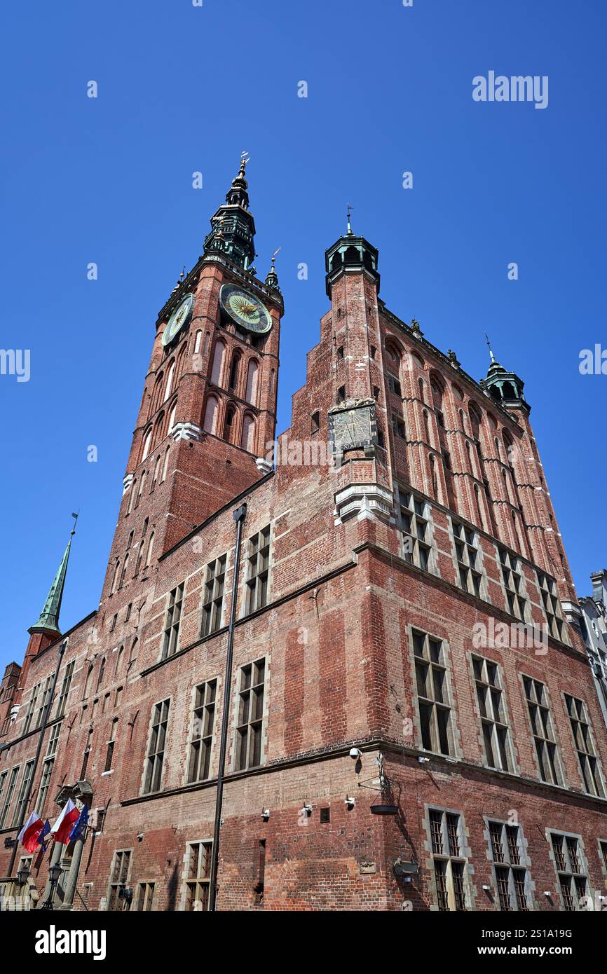 The historic town hall with clock tower of the Main City in Gdansk ...