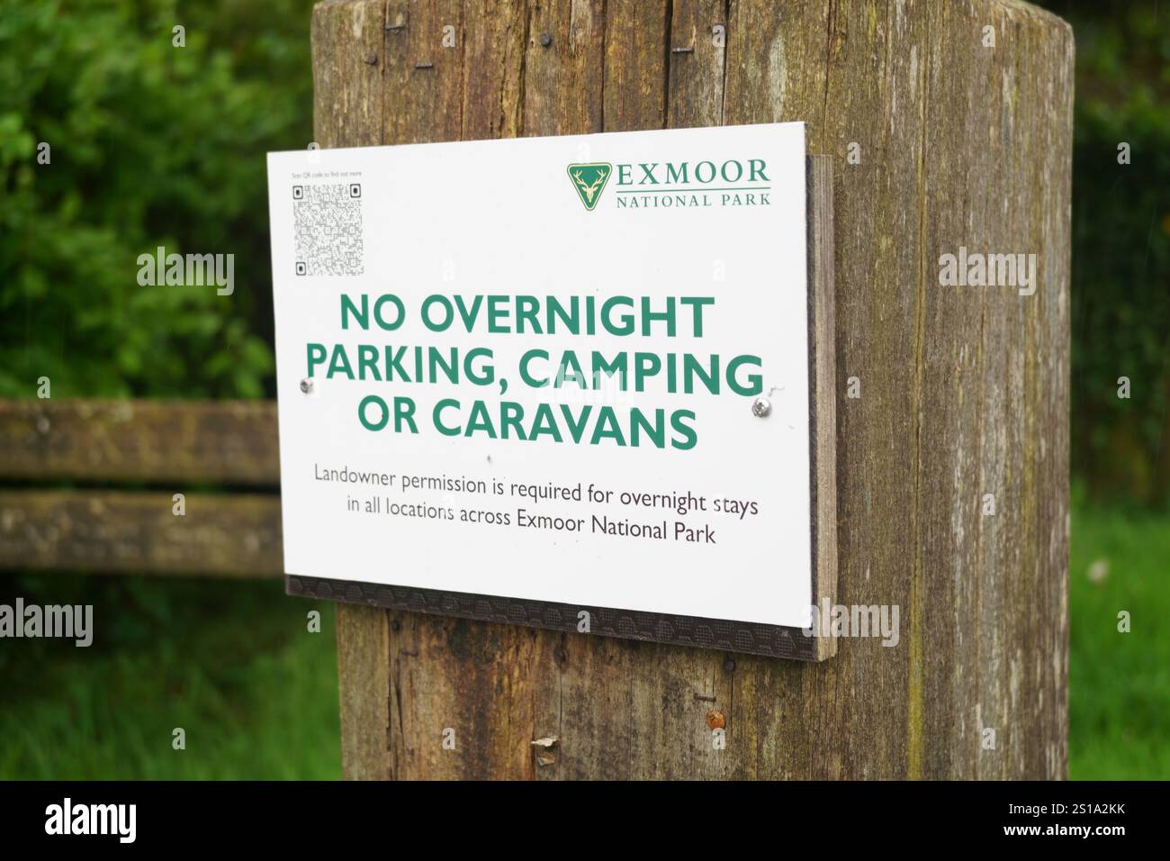 Sign At Exford Exmoor National Park Car Park for No Overnight Parking ...