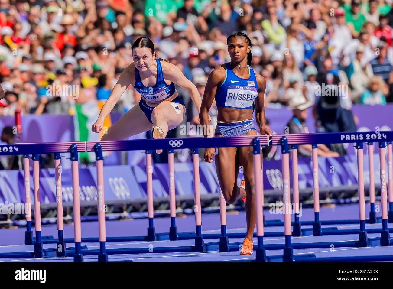 REETTA HURSKE (FIN) of Finland, competes in the Women's 100m Hurdles ...