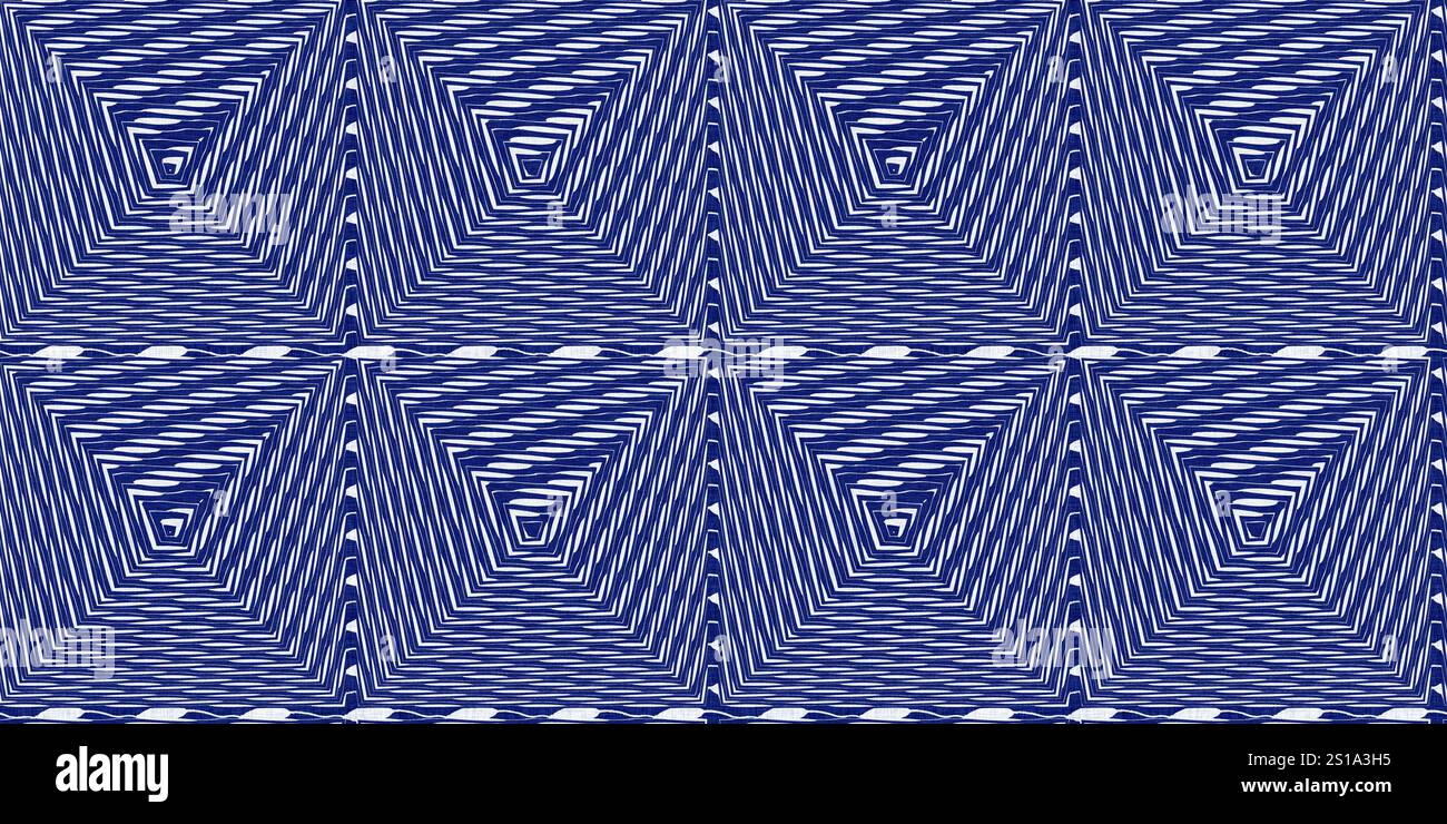Geometric indigo shape seamless border. Irregular hand drawn batik ...