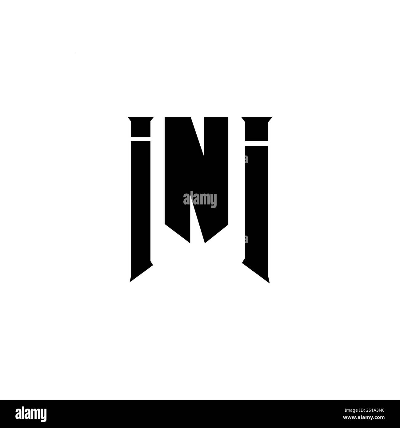 INI letter logo design for technology company. INI logo design black ...