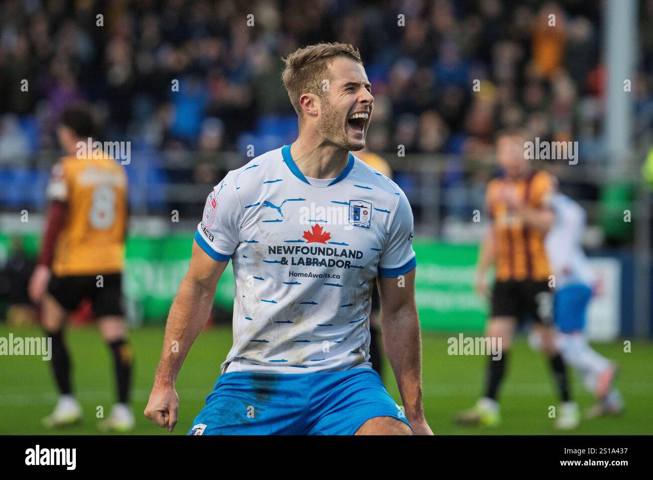 Barrow's Andrew Dallas celebrates after scoring their first goal from ...