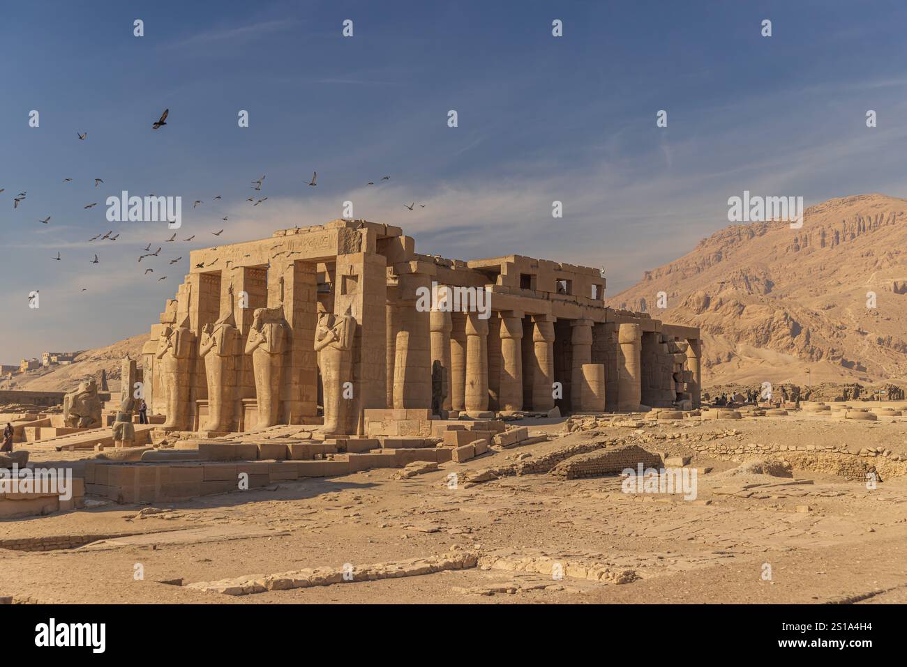 Amazing View of the Ruins of the huge Ramesseum Temple in Luxor, Egypt ...
