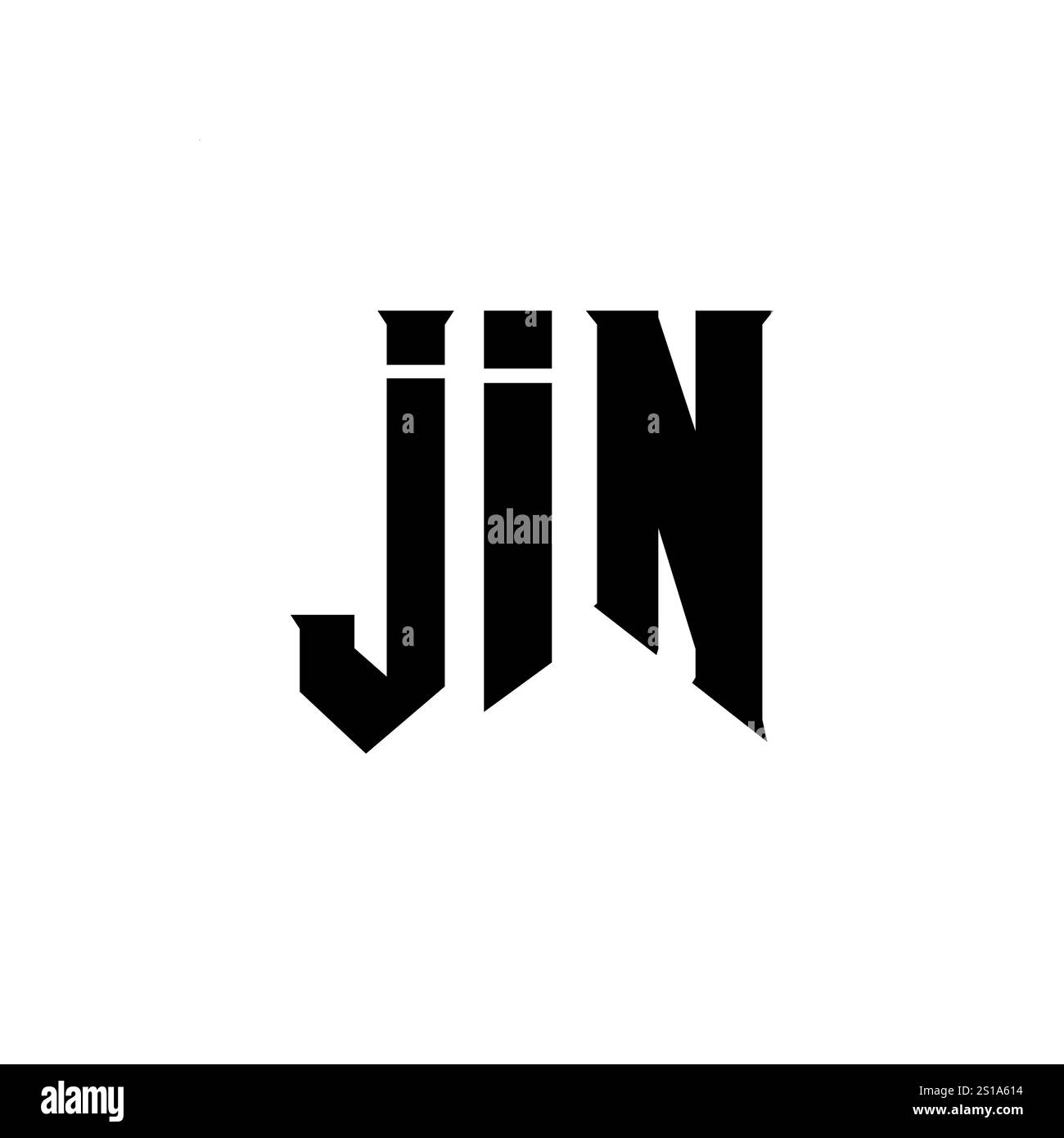 JIN letter logo design for technology company. JIN logo design black and white color combination ...