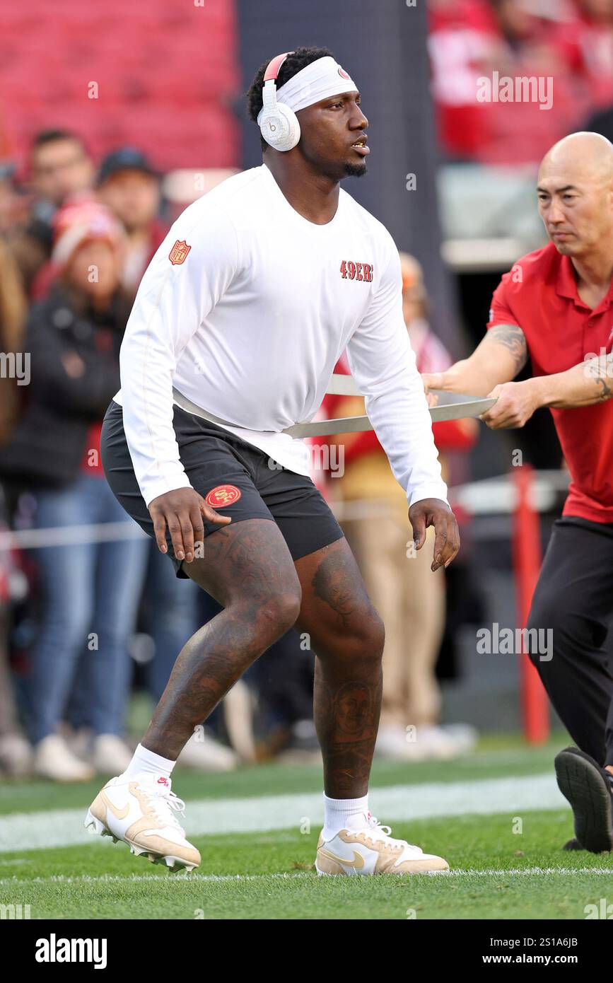 San Francisco 49ers' Deebo Samuel warms up before playing Detroit Lions ...