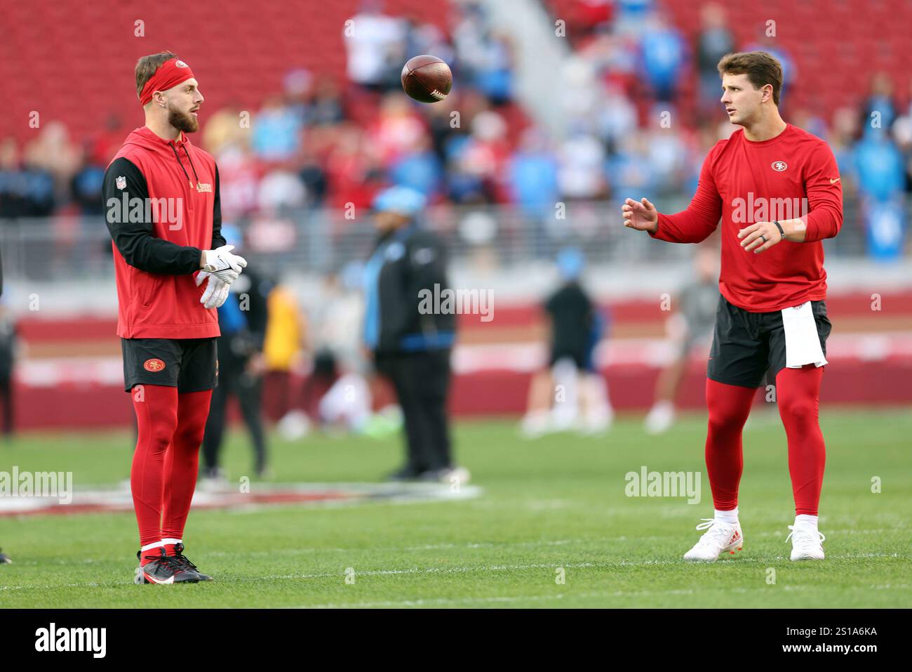 San Francisco 49ers' Ricky Pearsall and Brock Purdy before playing ...
