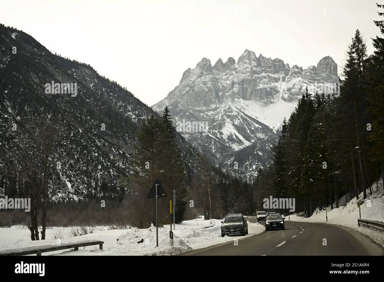 Toblach Dobbiaco, Italy. 02nd Jan, 2025. A view to the Dolomites taken ...