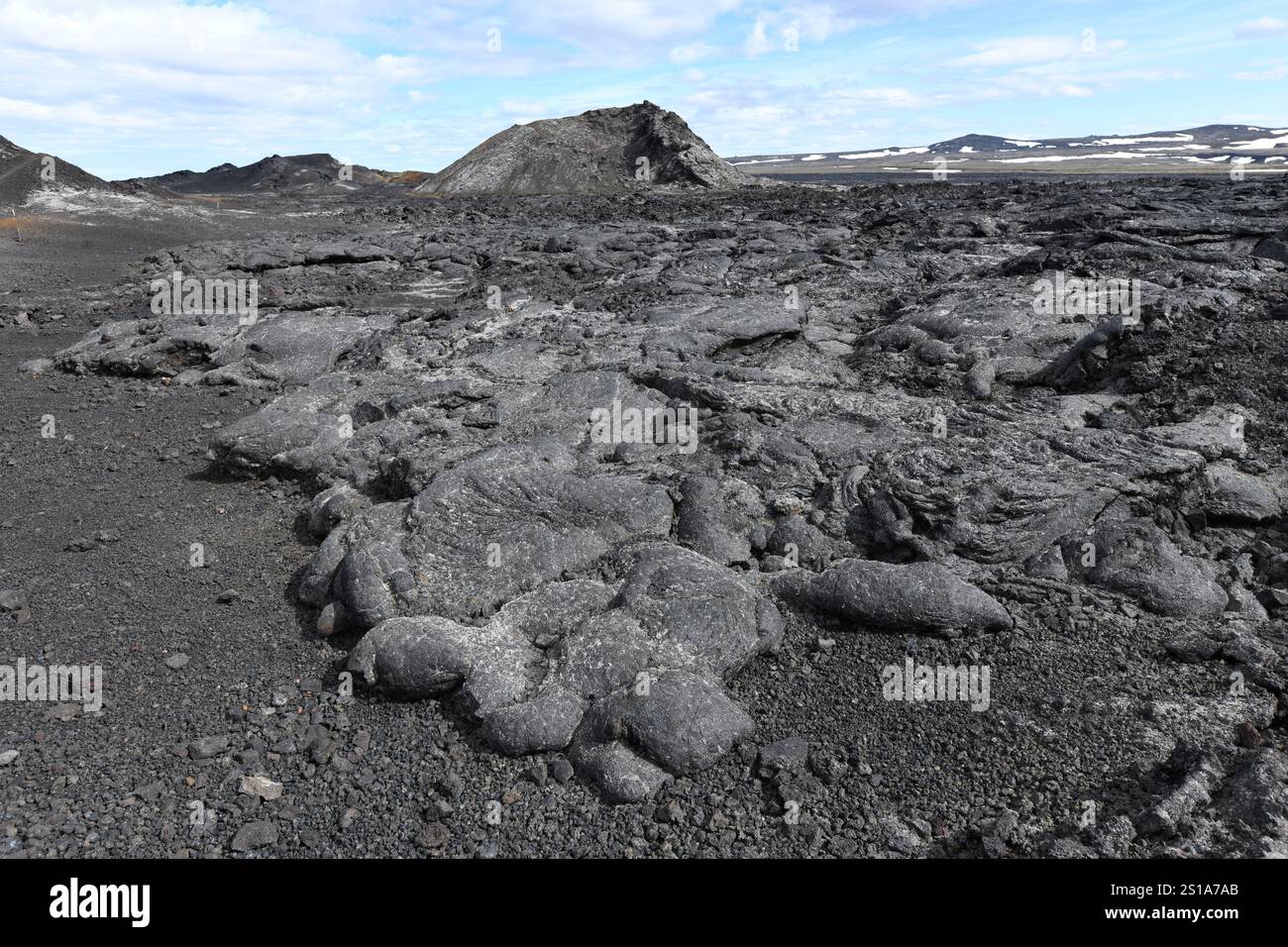 Leirhnjukur volcano, crater and lava flow. Krafla, Myvatn area, Iceland ...