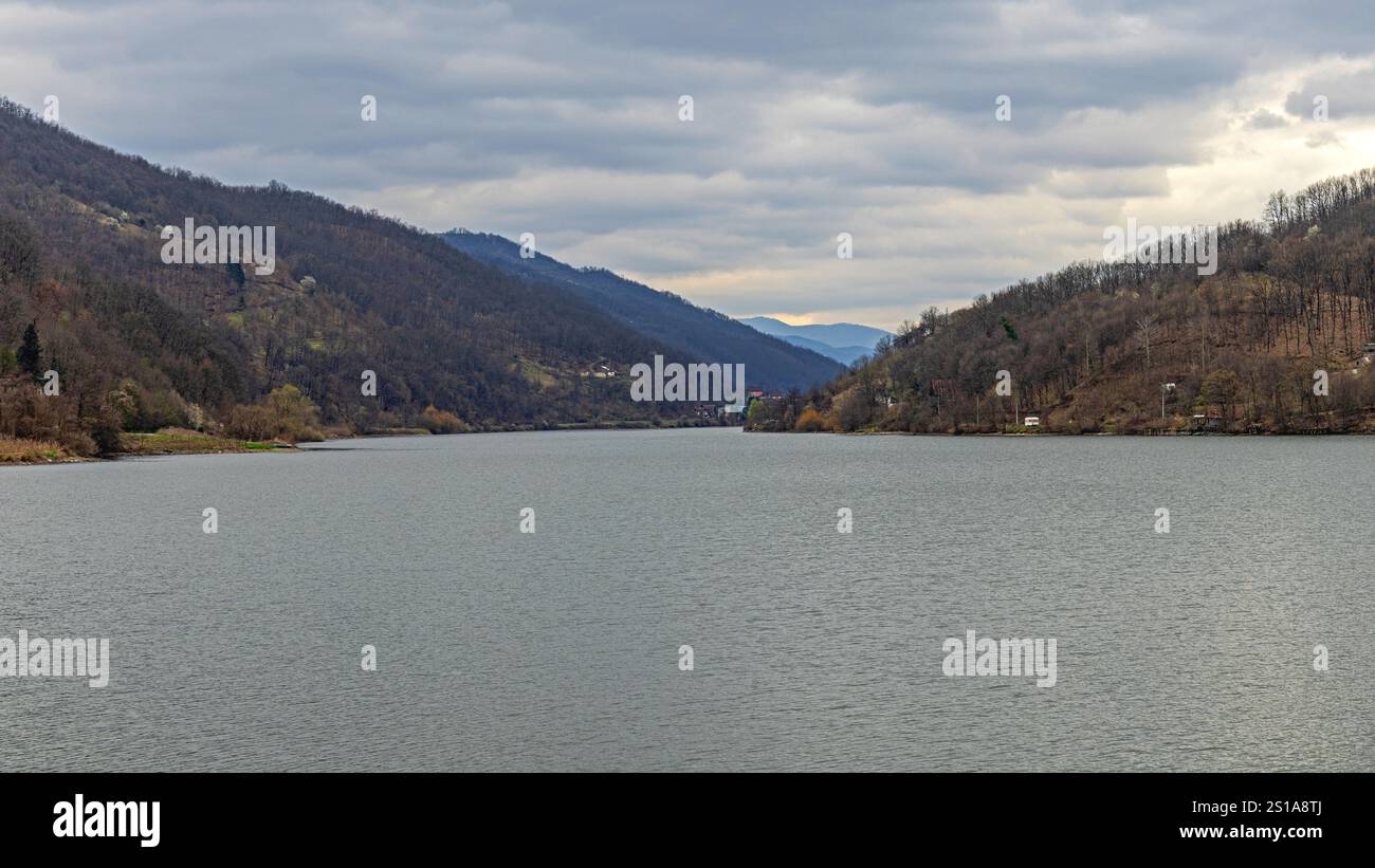 River Danube Djerdap National Park at Cloudy Spring Day Nature Between ...