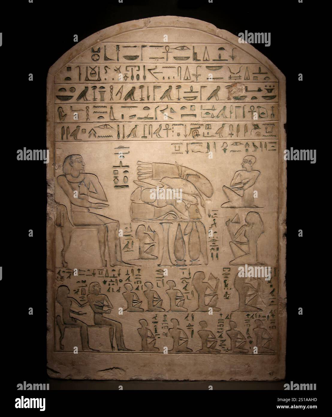 Stela of Senuankhu-sedja with family members. Limestone. Middle Kingdom ...
