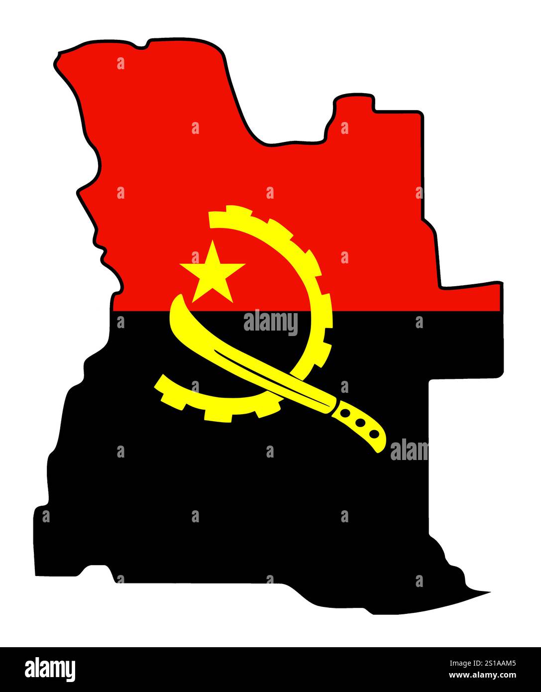 Angola flag with border outline Stock Photo - Alamy