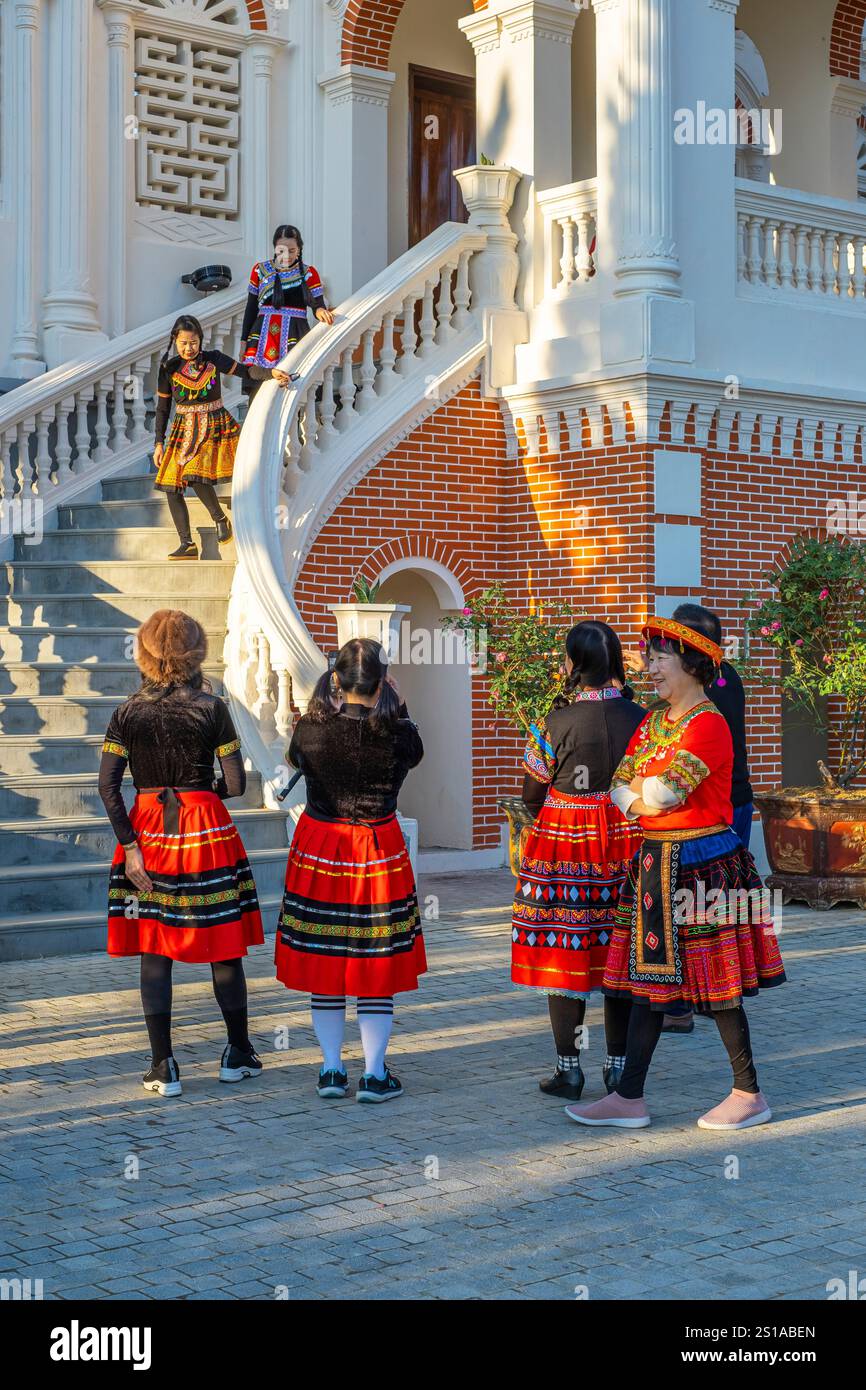 Vietnam, Lao Cai Province, Bac Ha, performance in front of Hoang A ...