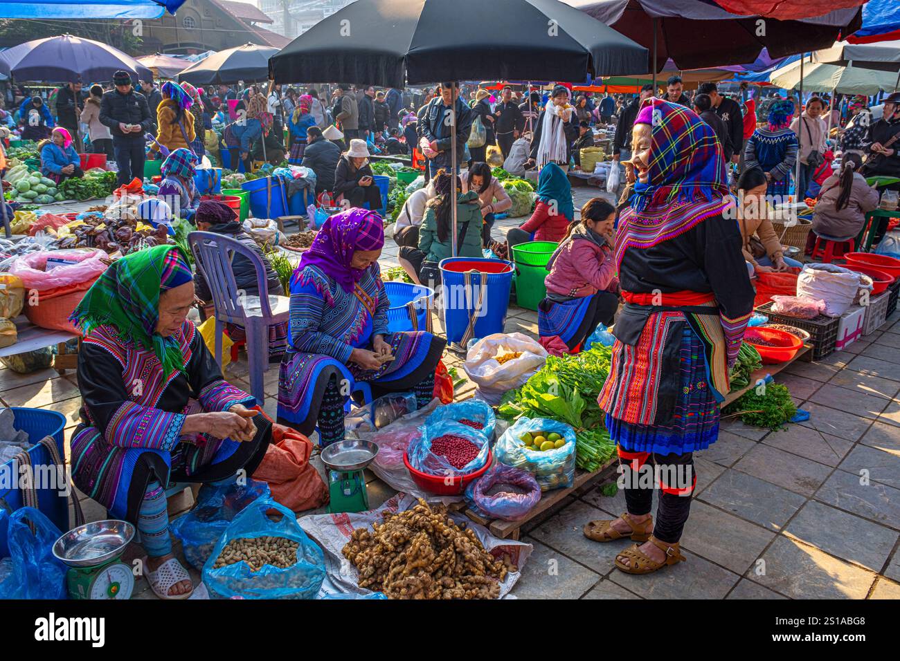 Vietnam, Lao Cai Province, Bac Ha, the weekly market of the Hmong ...