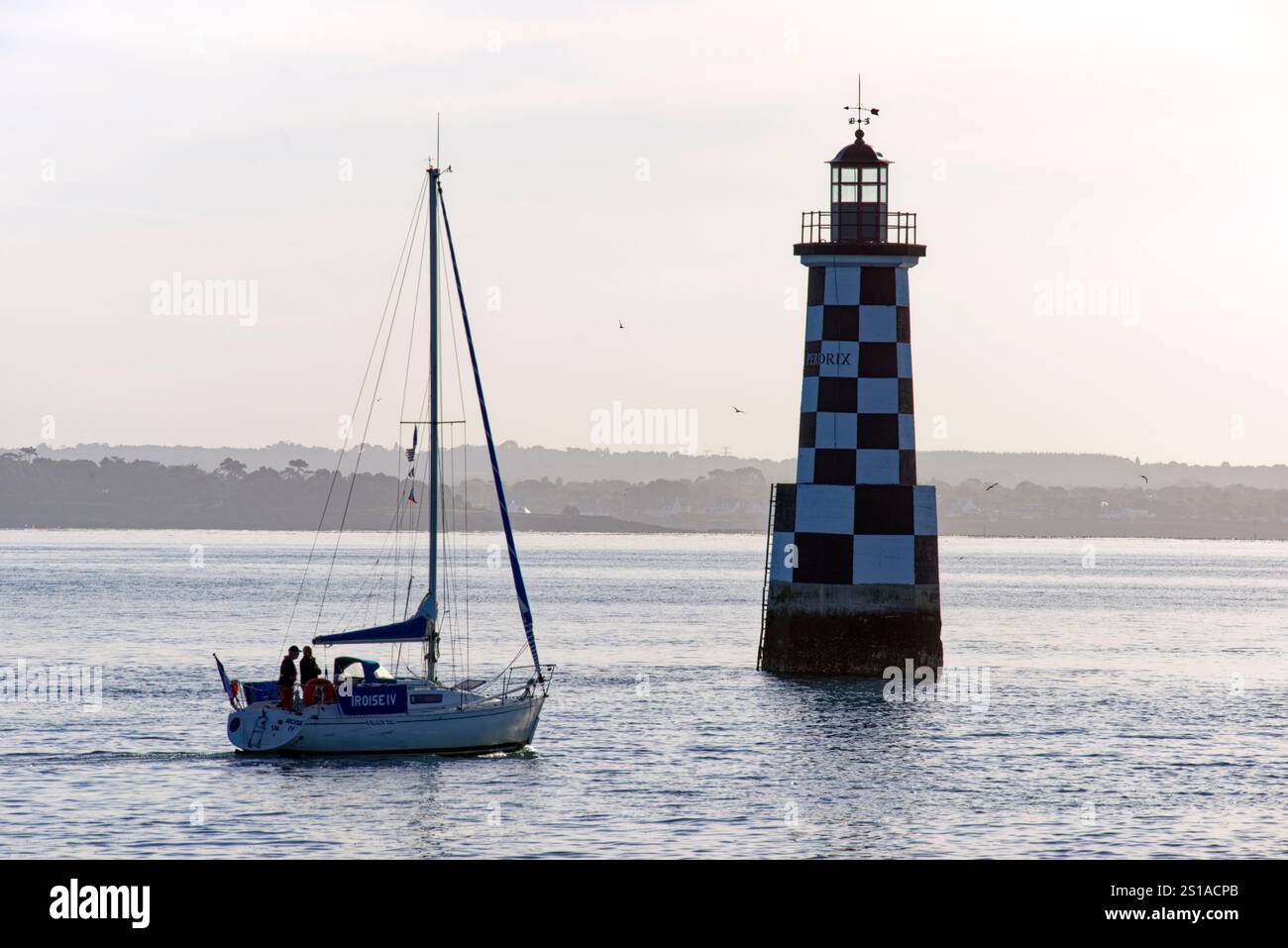 France, Finistere, Loctudy, the Perdrix ligthhouse at the mouth of the ...