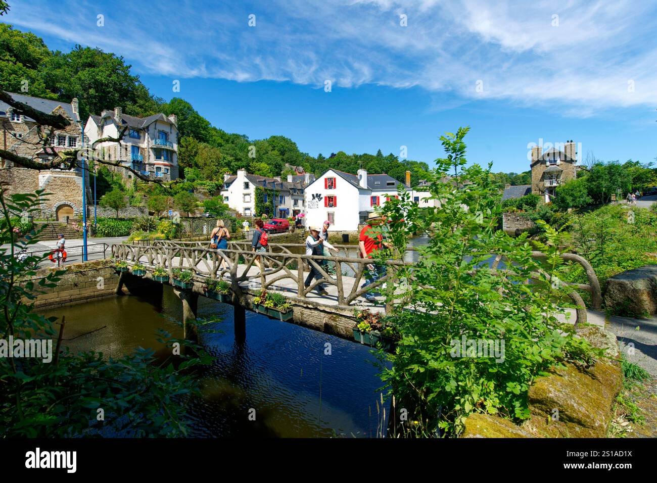 France, Finistere, Pont Aven, the harbour and the banks of Aven river ...