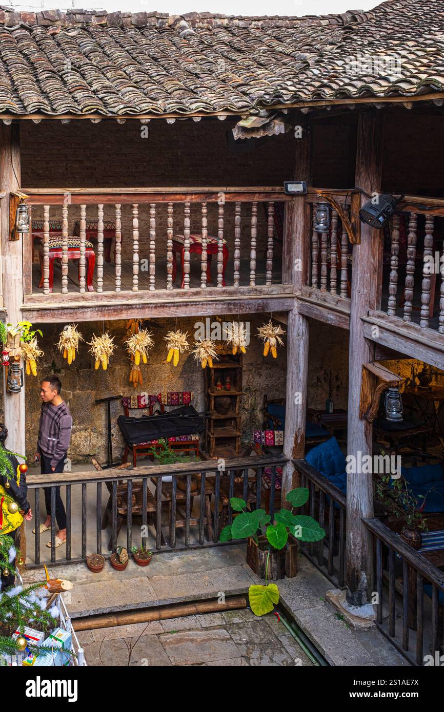 Vietnam, Ha Giang Province, Dong Van Karst Plateau Geopark, Dong Van, Pho Co Coffee in the old ...