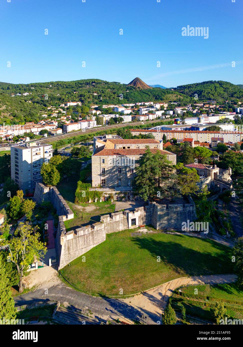 France, Gard, Ales, Fort Vauban in the Bosquet gardens and the Ales ...