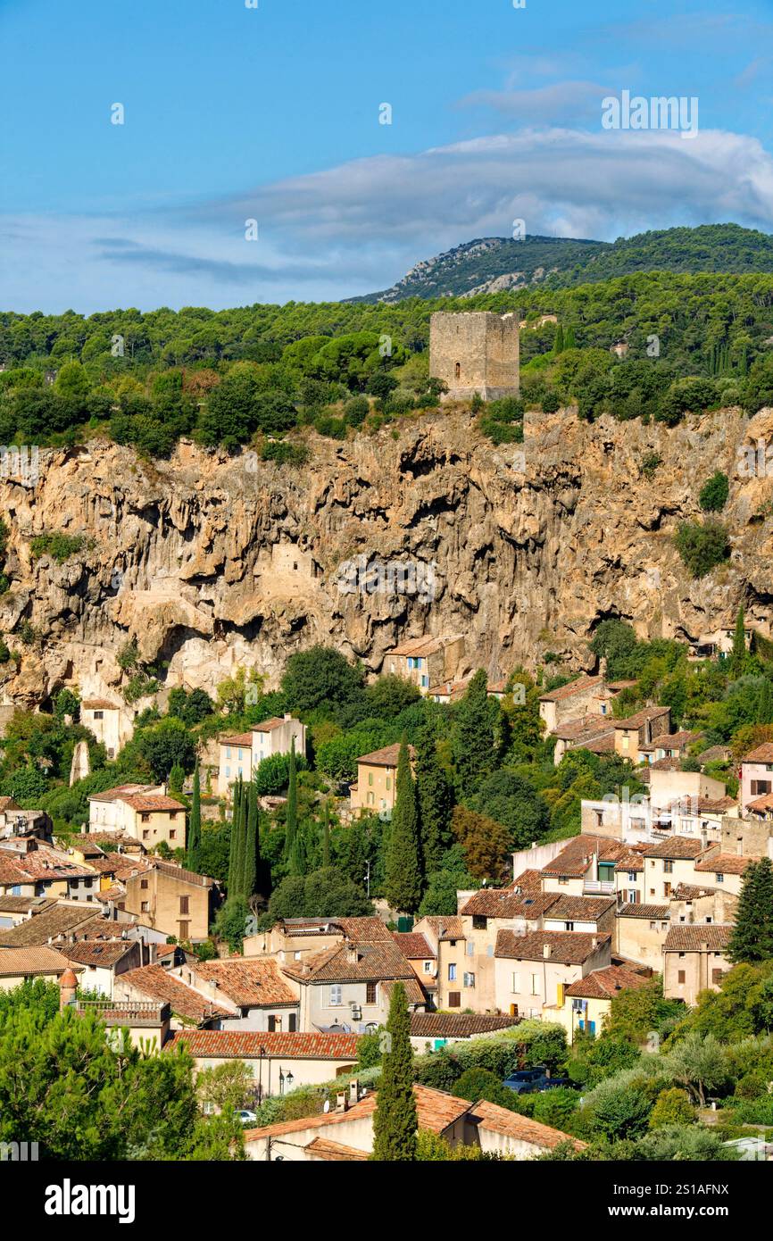France, Var, Provence Verte (Green Provence), Cotignac, the village at ...
