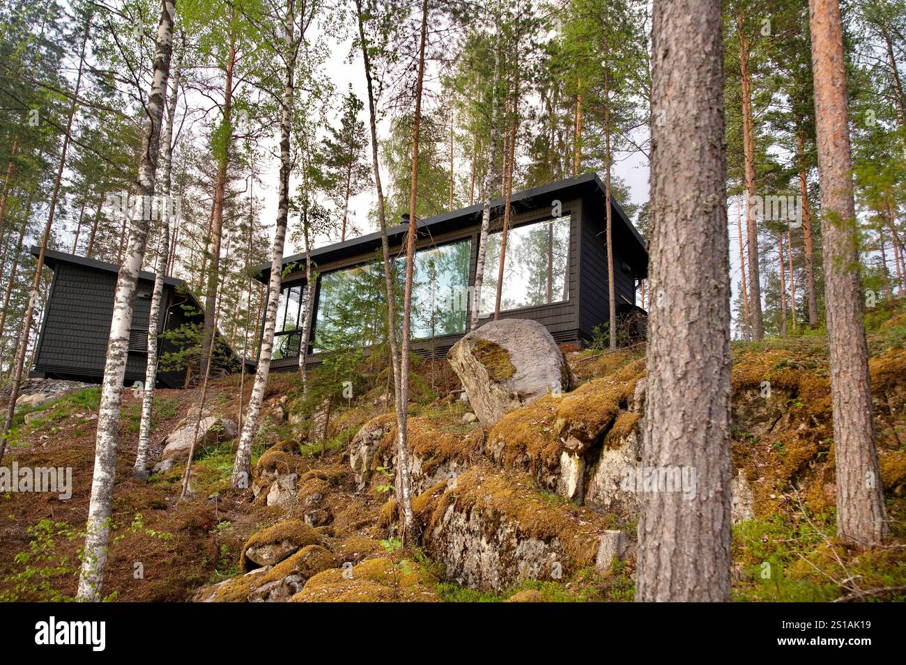 Finland, Lake district, lac Saimaa, Rantasalmi, Kuru resort and hits ...