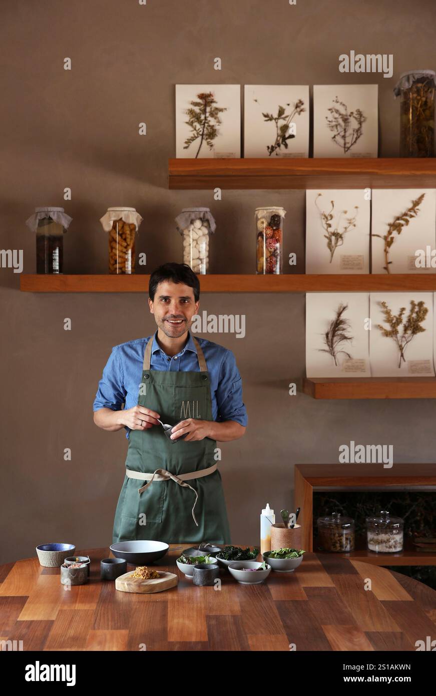Peru, Andes, Moray, peruvian chef Virgilio Martinez in the lunch room ...