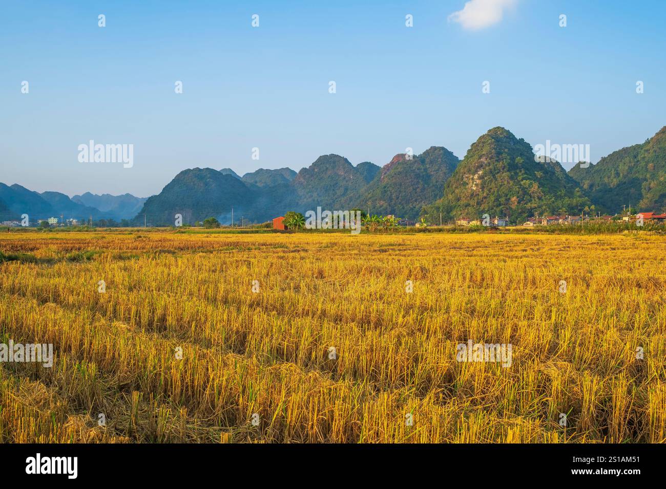 Vietnam, Lang Son province, Bac Son valley surrounded by a karst ...