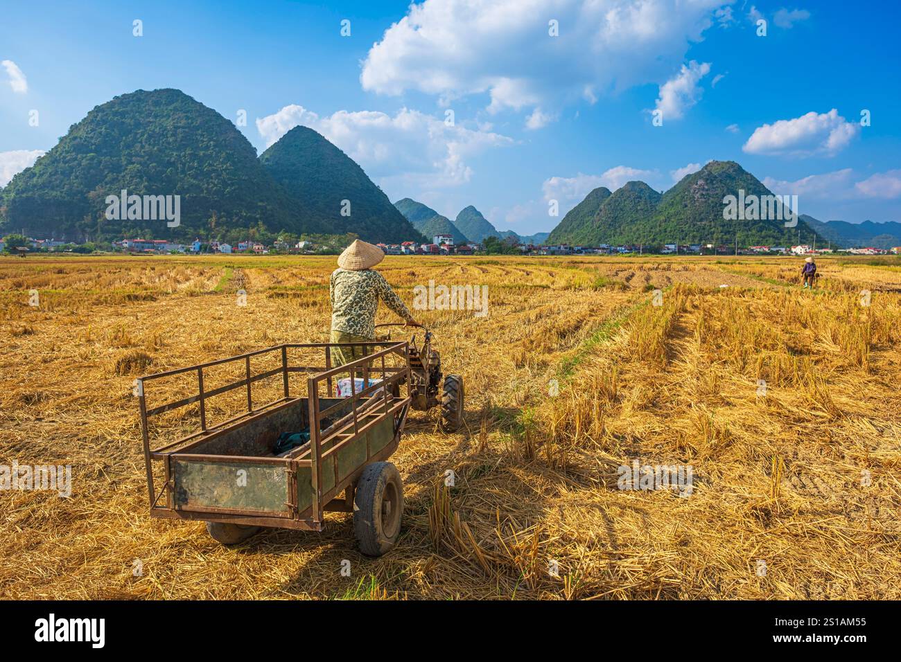 Vietnam, Lang Son province, Bac Son valley surrounded by a karst ...