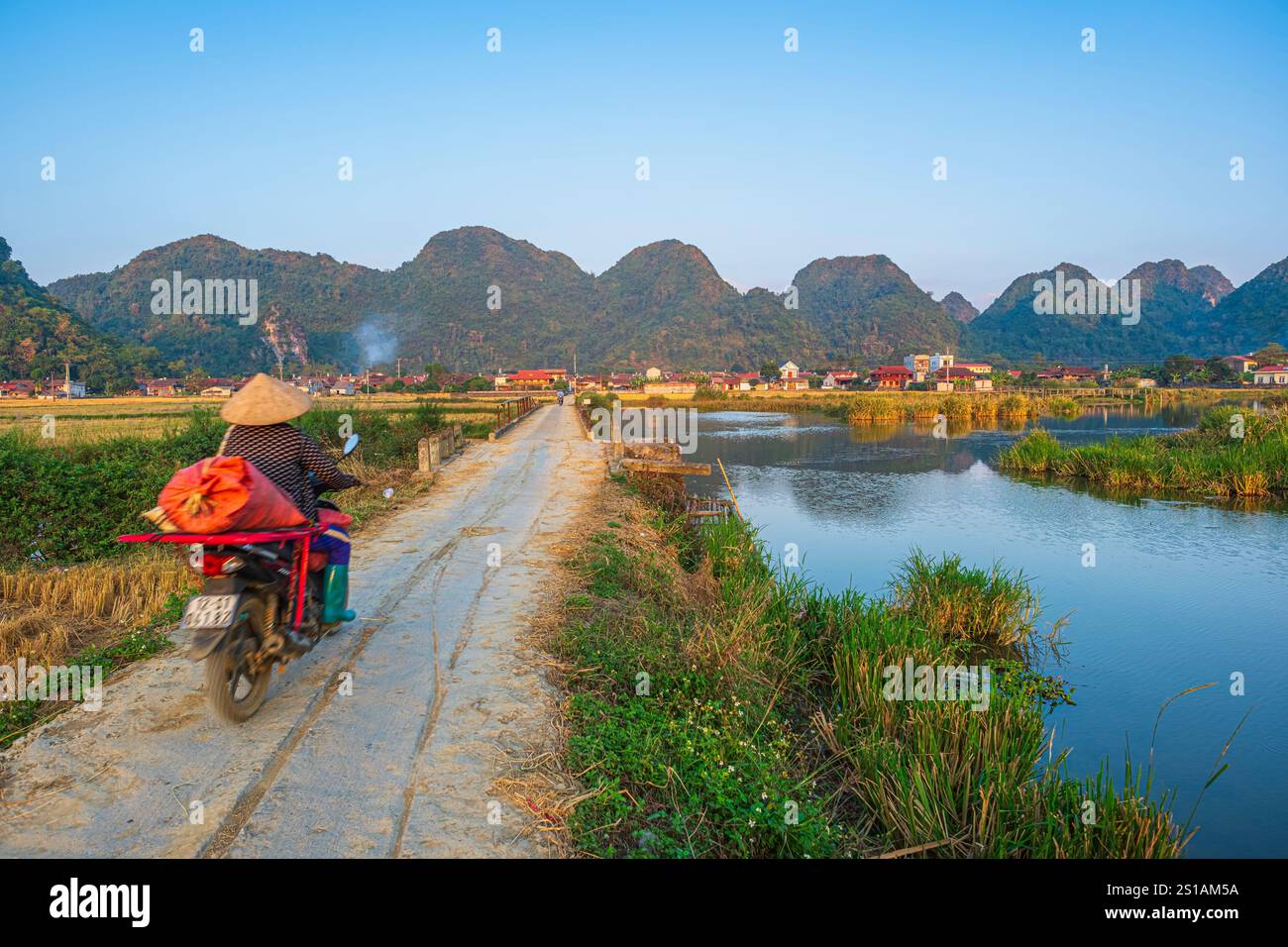 Vietnam, Lang Son province, Bac Son valley surrounded by a karst ...