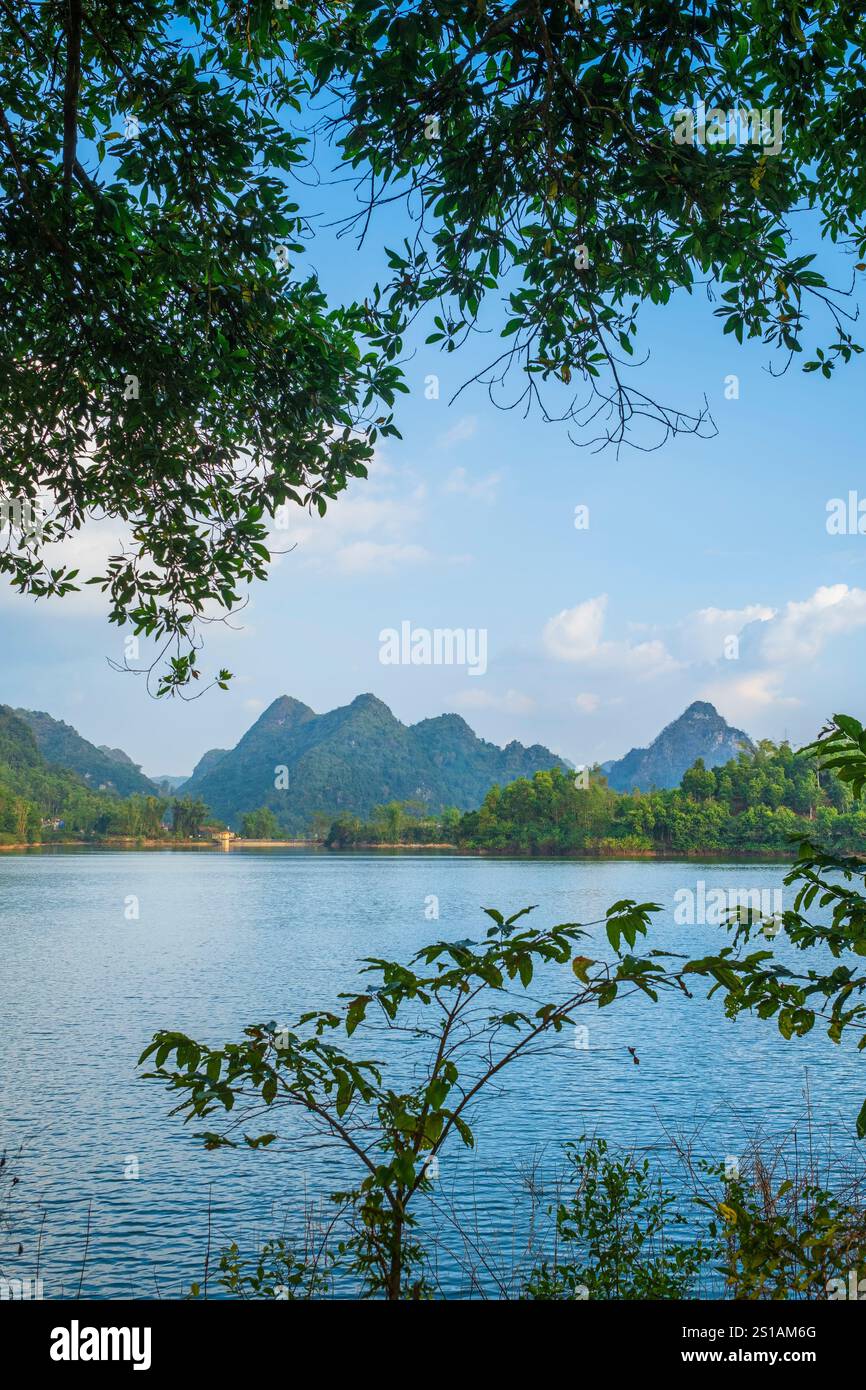 Vietnam, Lang Son province, Bac Son valley surrounded by a karst ...