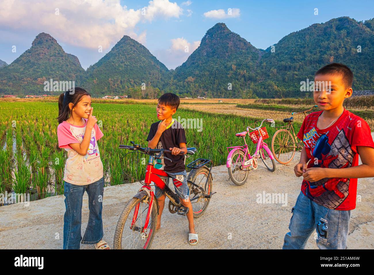 Vietnam, Lang Son province, Bac Son valley surrounded by a karst ...