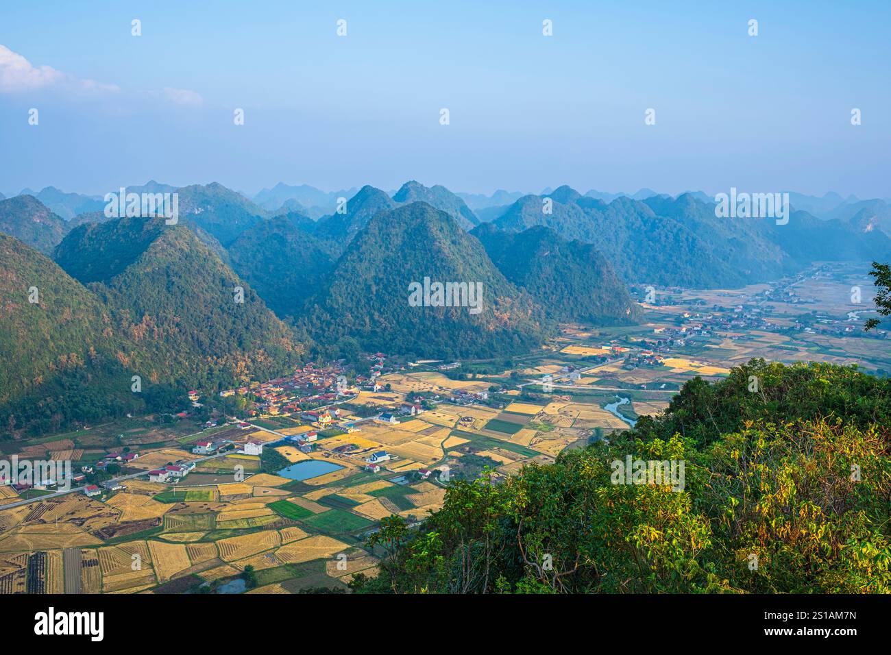 Vietnam, Lang Son province, Bac Son valley surrounded by a karst ...