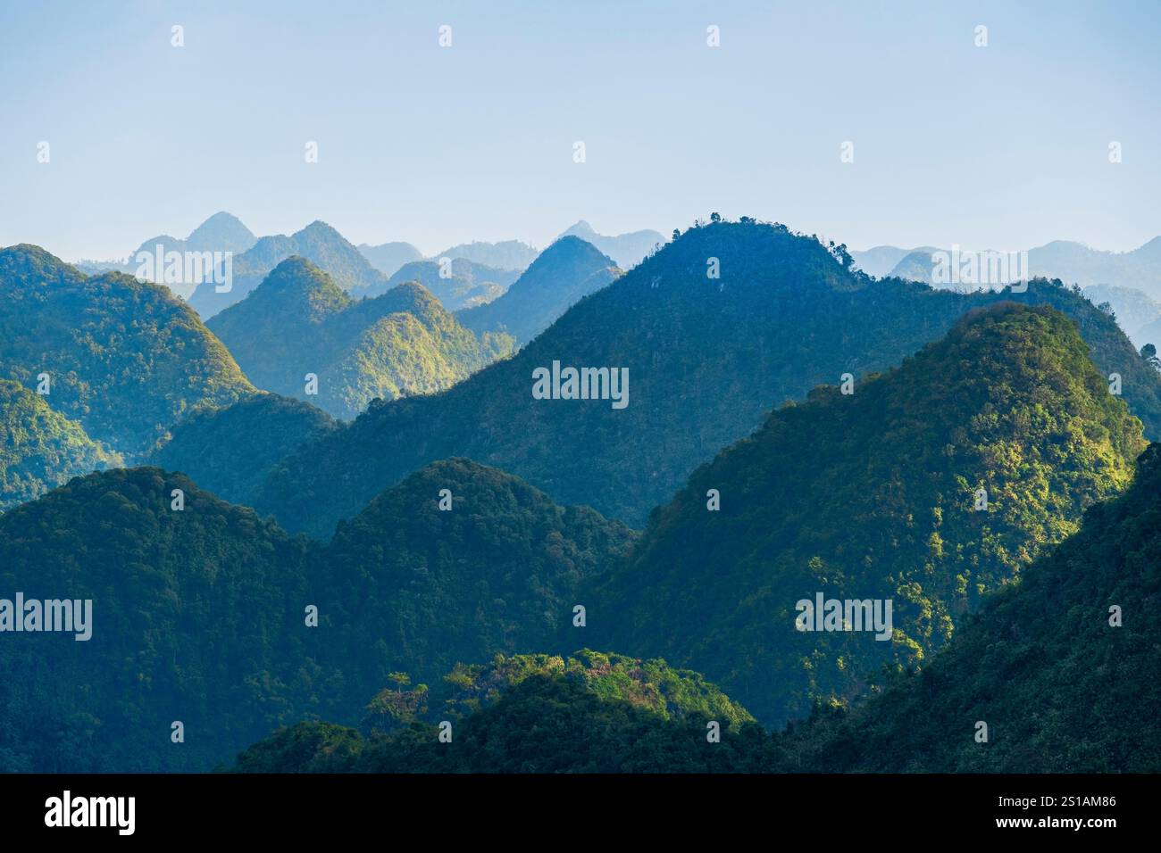 Vietnam, Lang Son province, Bac Son valley surrounded by a karst ...