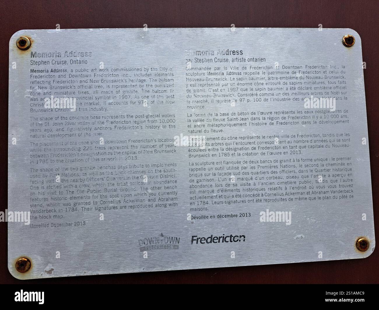 Artist's sign for sculpture of balsam fir tree cones on Queen Street in ...