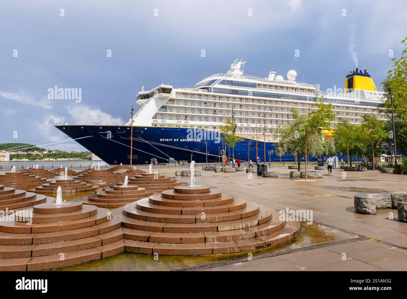 Saga cruise ship docked at Royal Cruise Berth in Limfjorden beyond ...