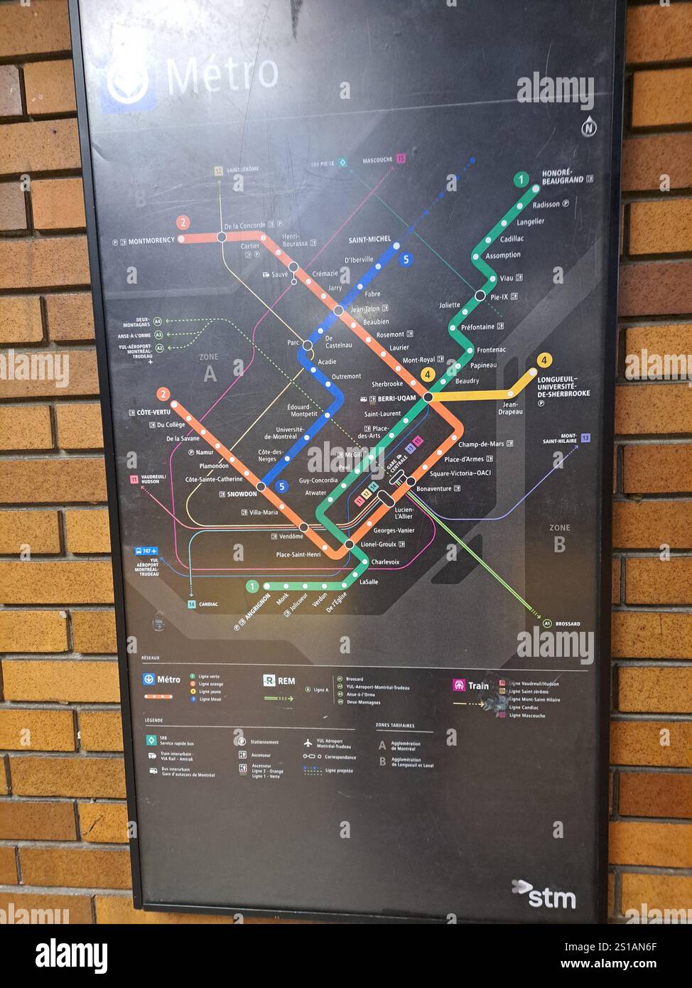 Metro map sign inside Bonaventure Metro station in Montreal, Quebec ...
