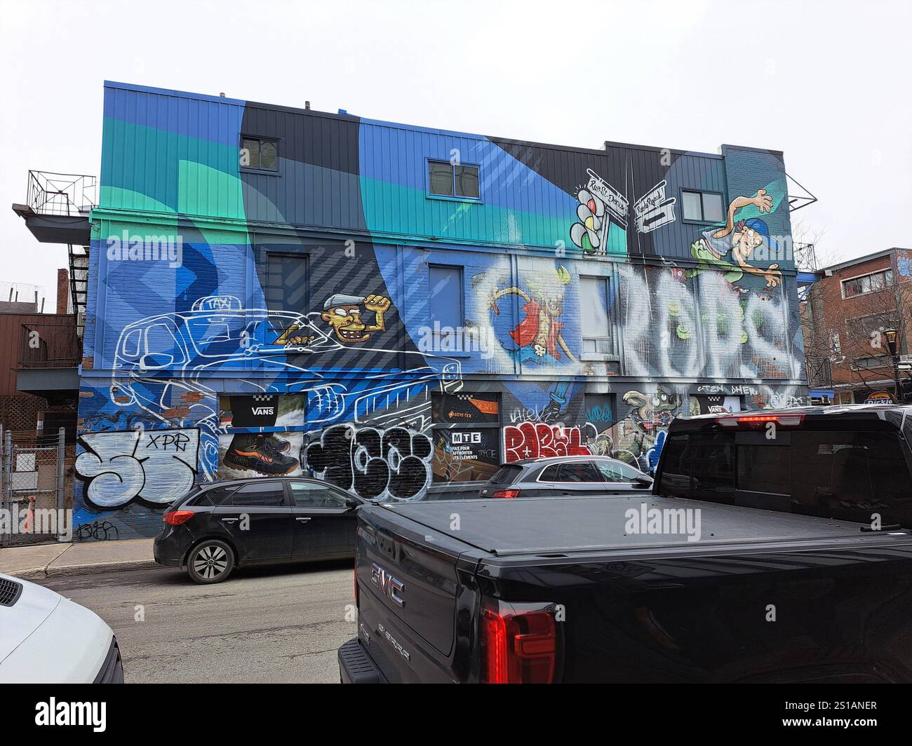 Mural of the intersection rue St. Denis and rue de Rigaud tagged with ...