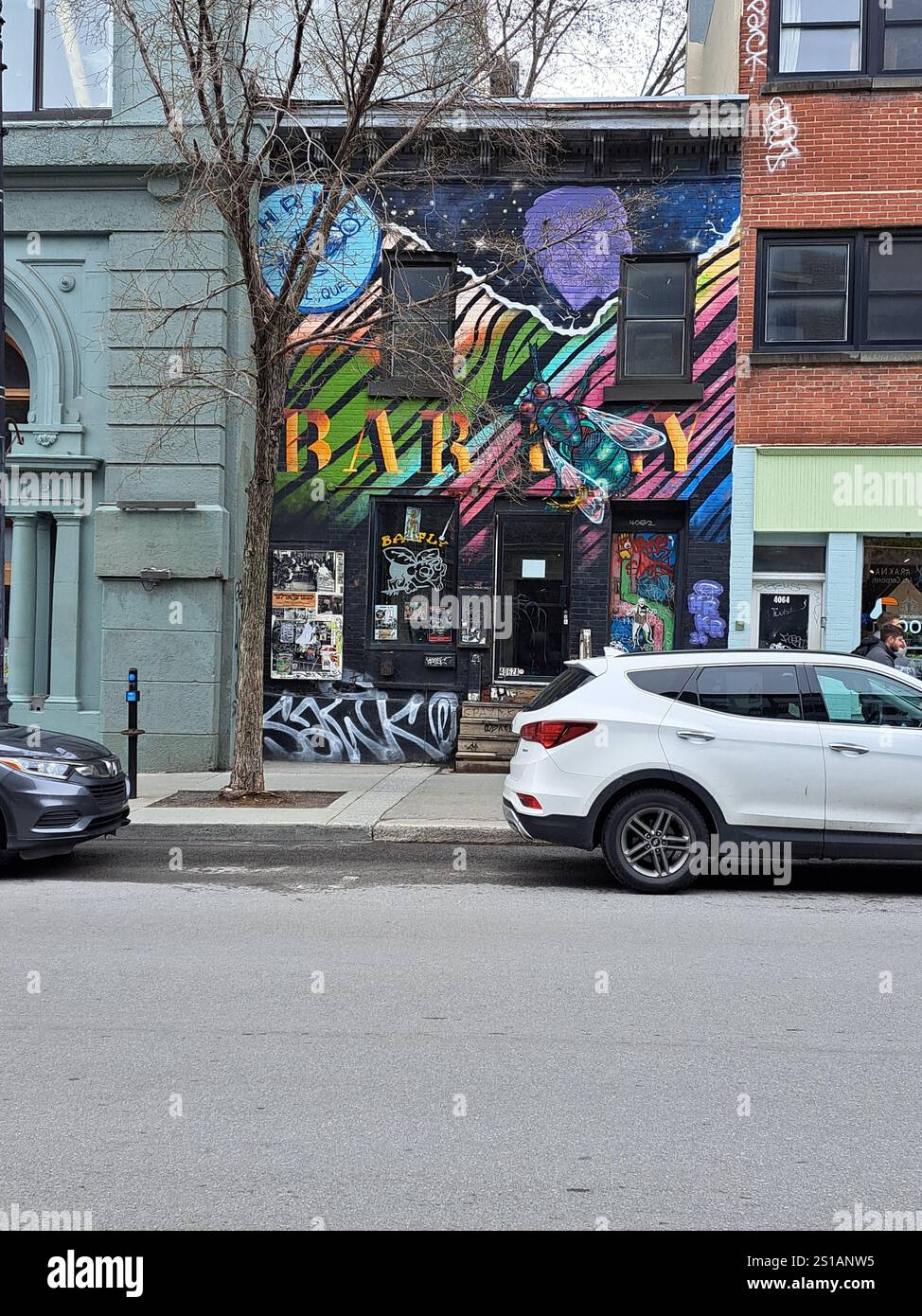 Barfly club mural on Saint-Laurent Boulevard in downtown Montreal ...