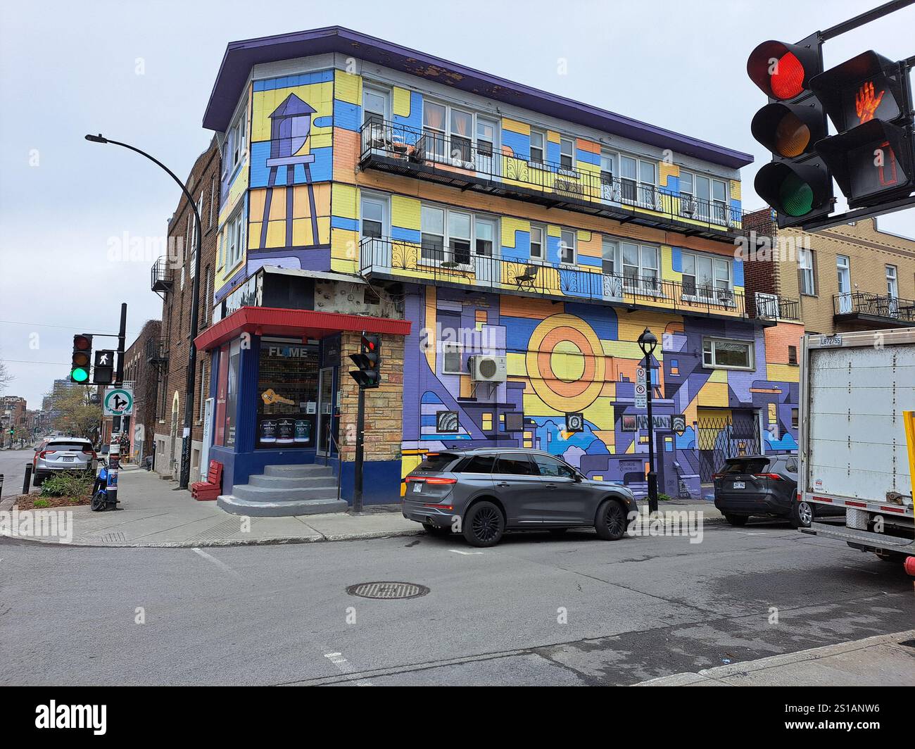 City Scape mural on Rachel Street East in downtown Montreal, Quebec ...