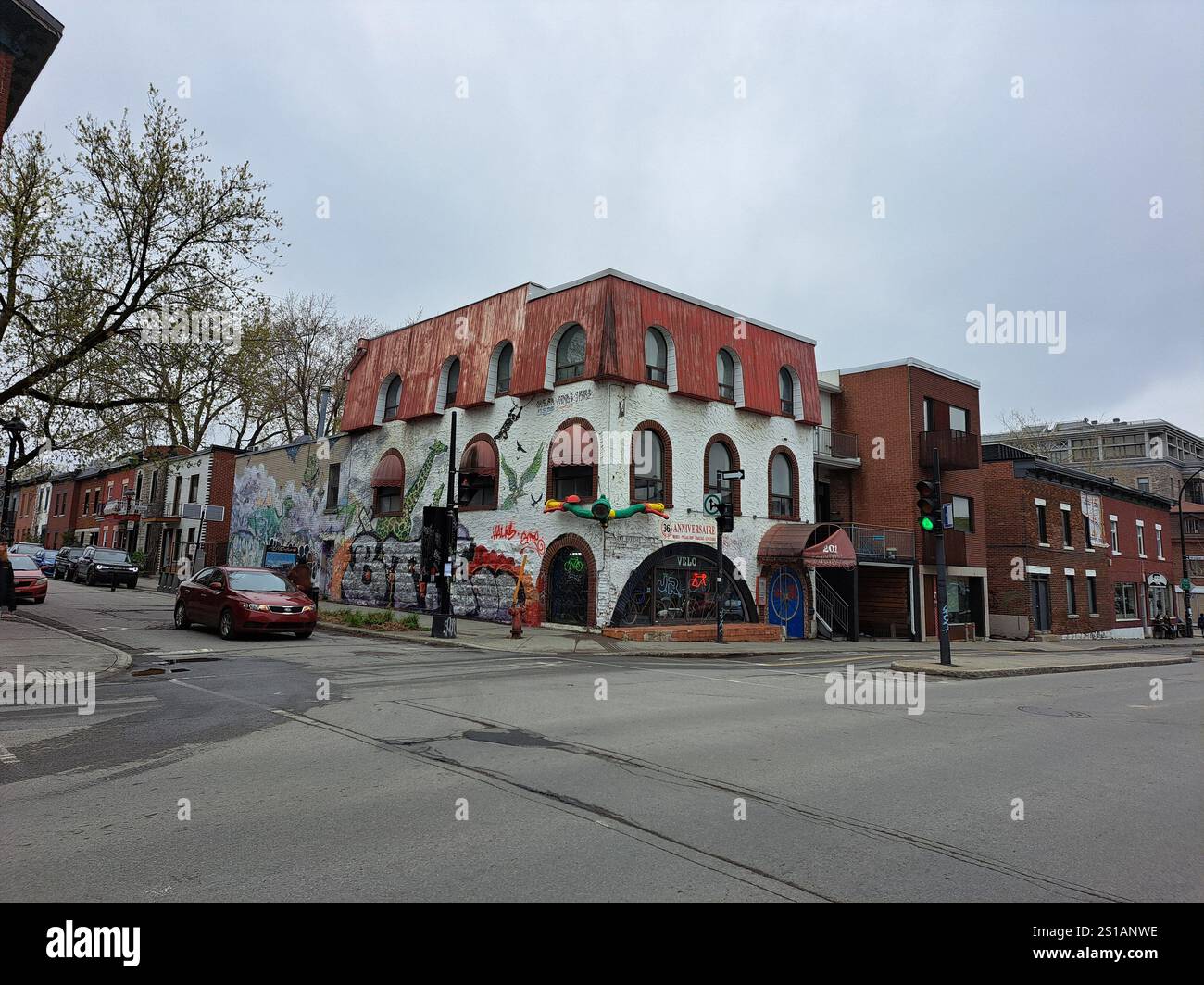 Zoo animals mural on City Hall Avenue in downtown Montreal, Quebec ...