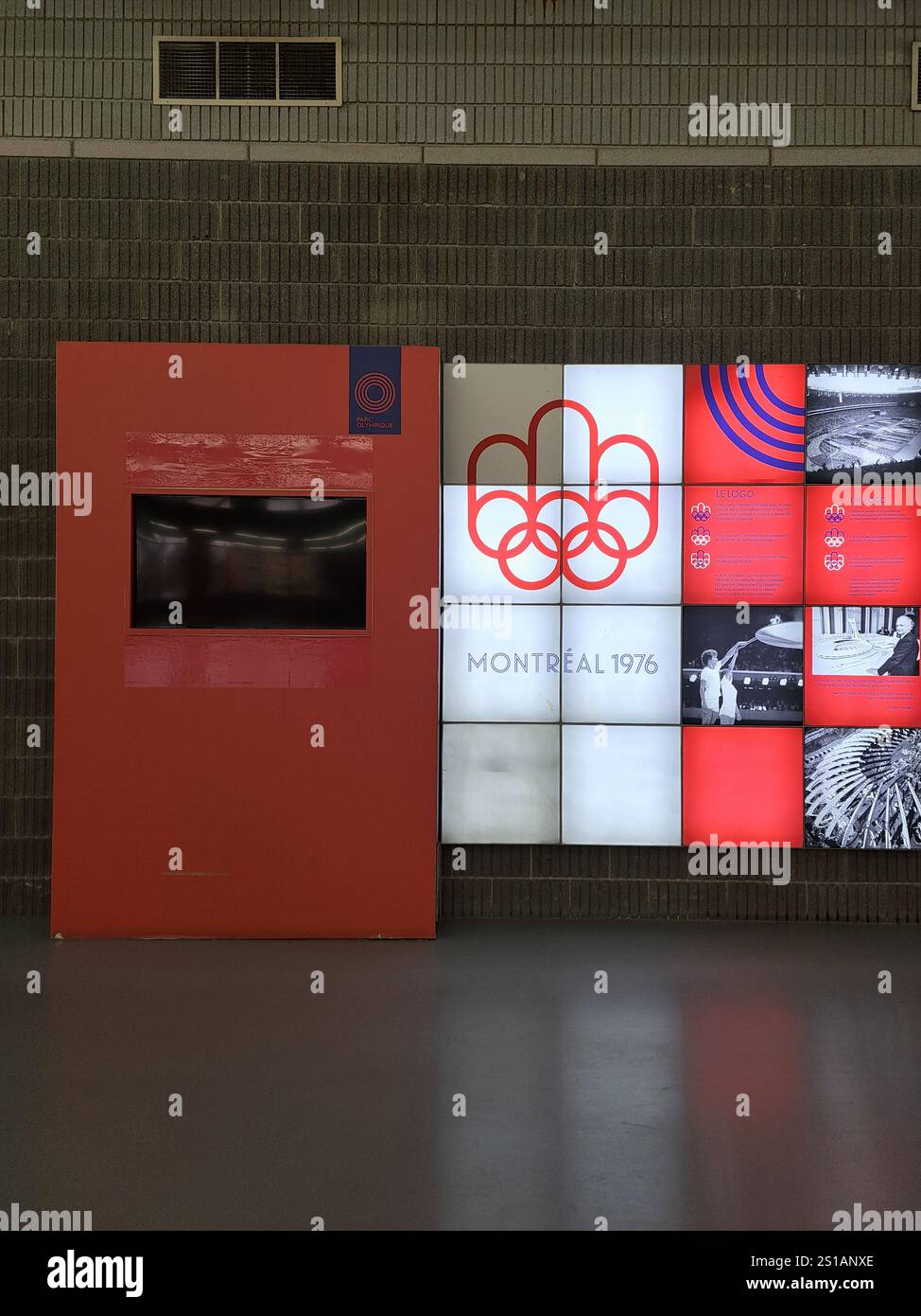 Montreal 1976 Olympic games sign in Olympic Stadium in Montreal, Quebec ...