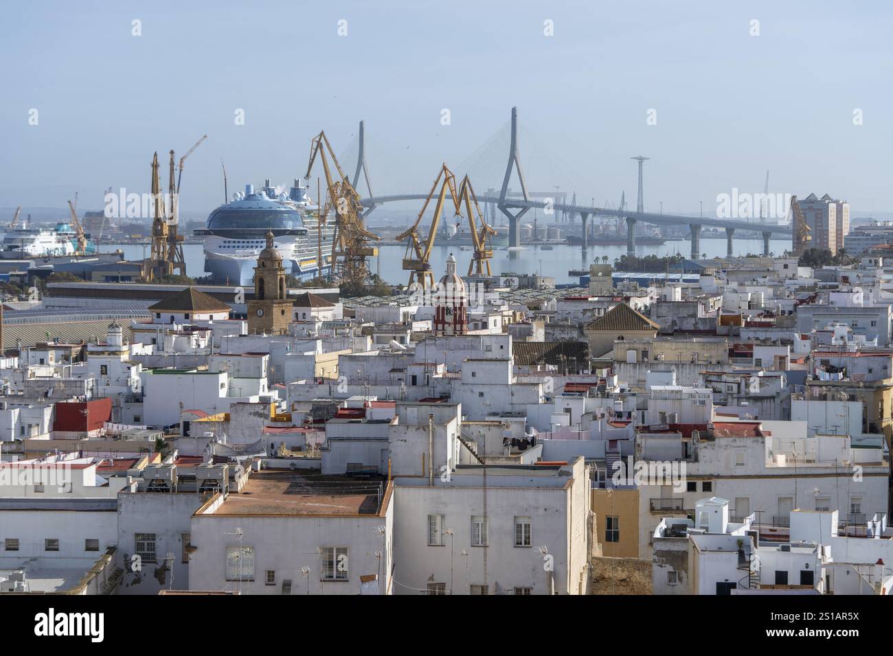Spain, Andalusia, Cadiz, Port of Cadiz, industrial and tourist with the ...