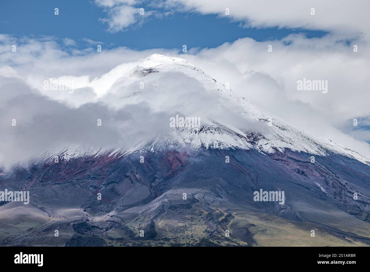 Cotopaxi volcano peak shrouded in cloud, Cotopaxi National Park ...
