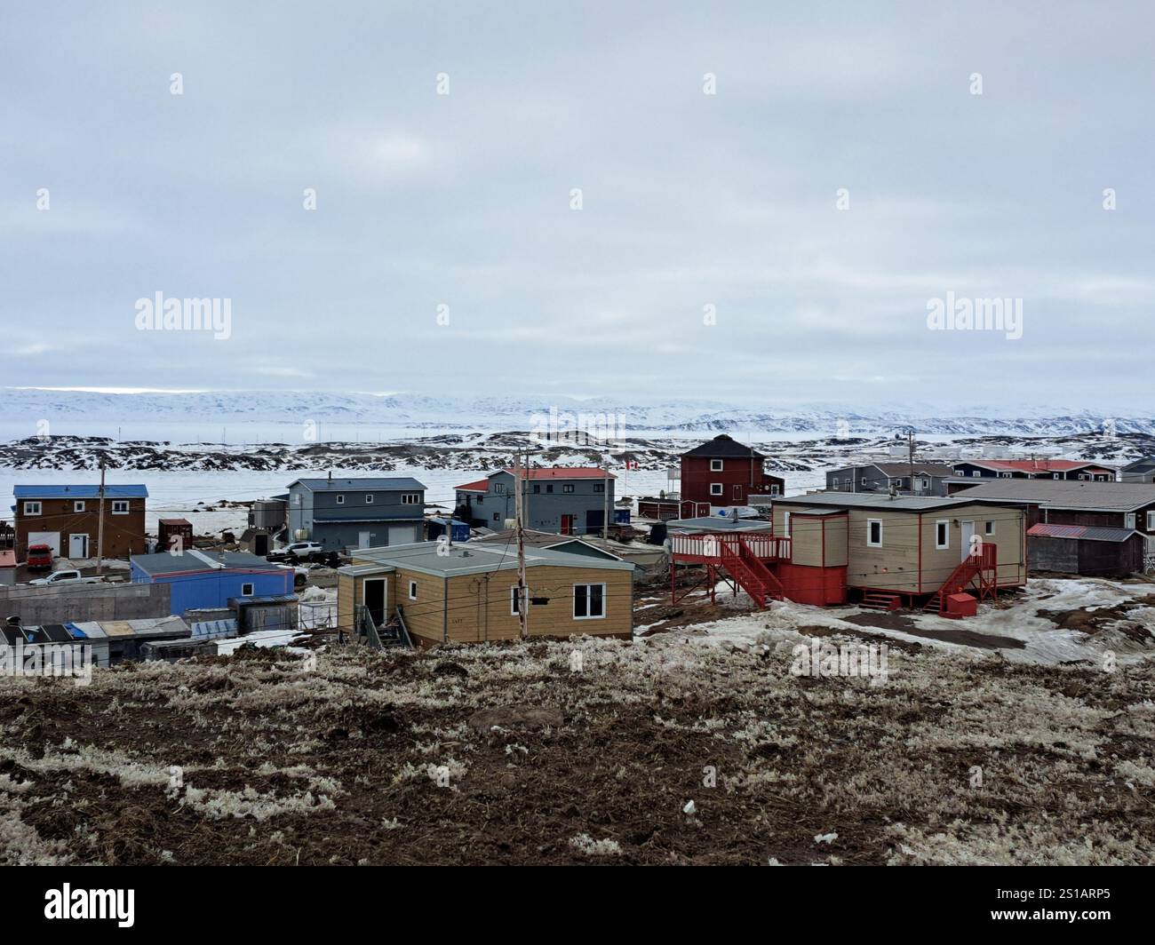 View of Frobisher Bay and the houses in Iqaluit, Nunavut, Canada Stock ...