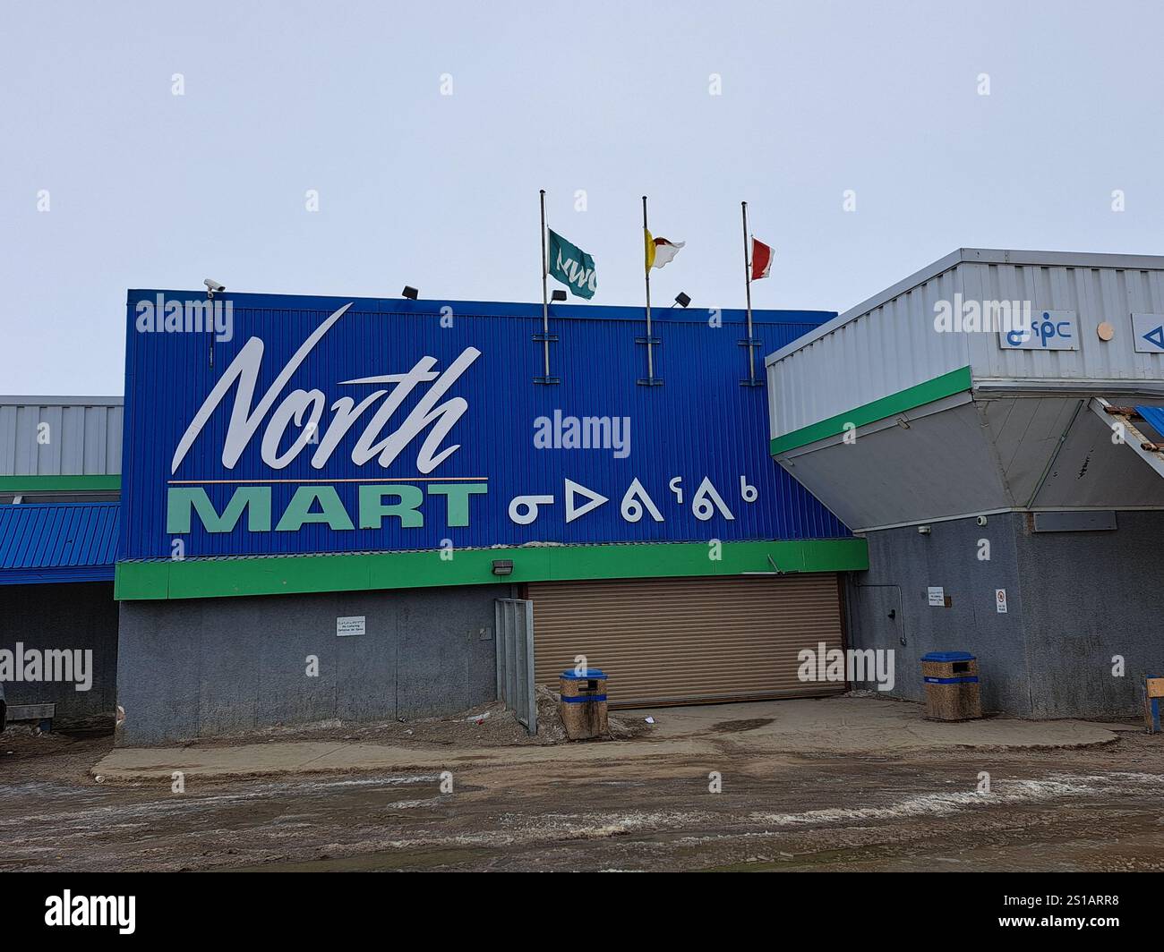 Bilingual North Mart department grocery store sign in English and ...