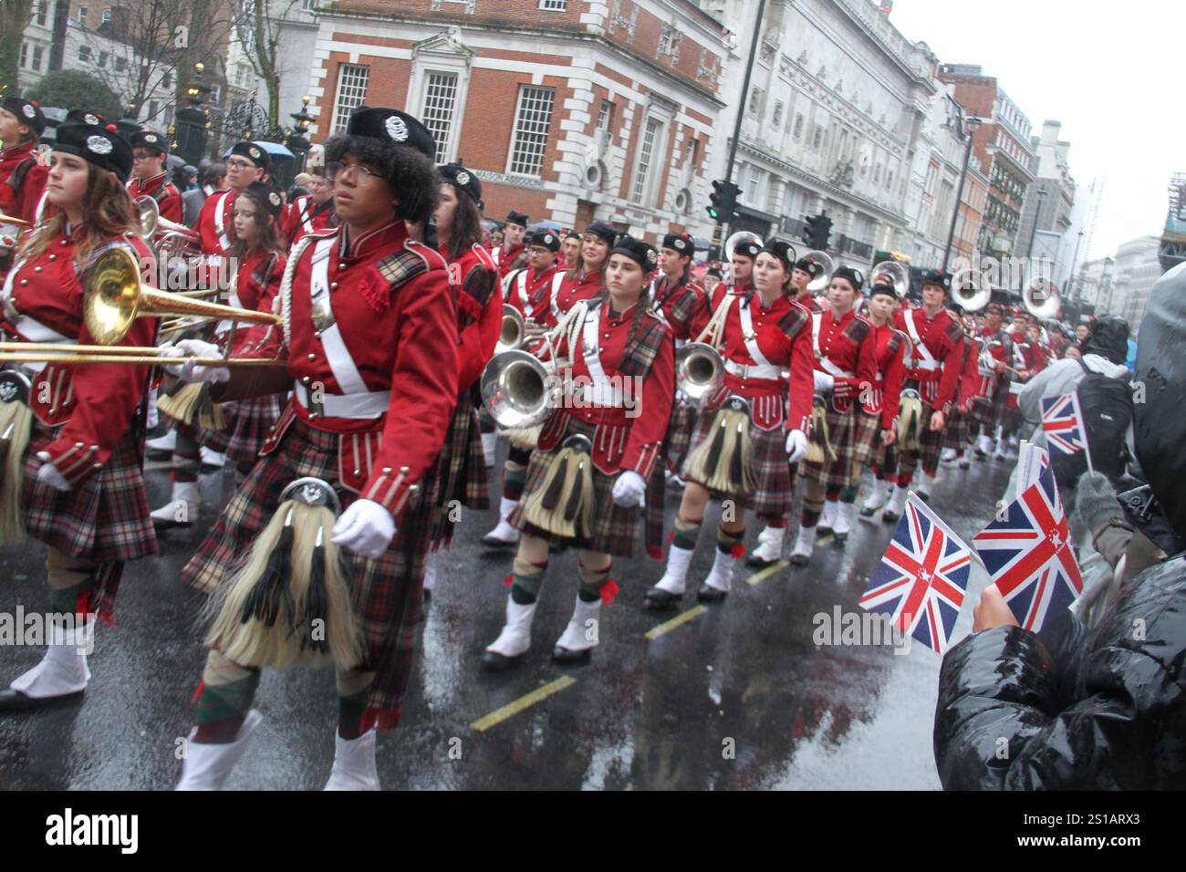 RHS Kiltie Wind Ensemble from of Florida take part in the 2025 parade ...