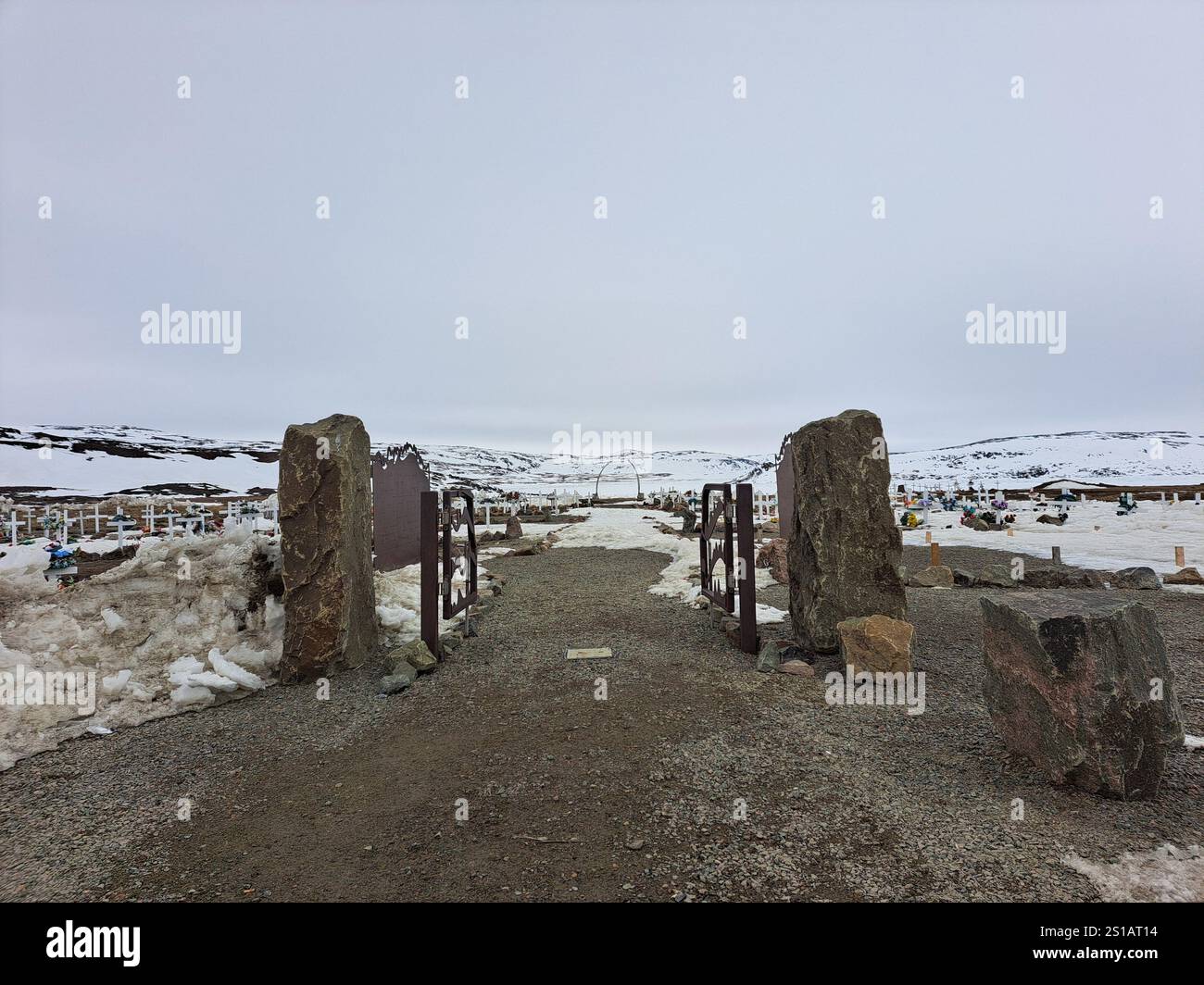 Whale bone arch at the Iqaluit Municipal Cemetery in Apex, Nunavut ...