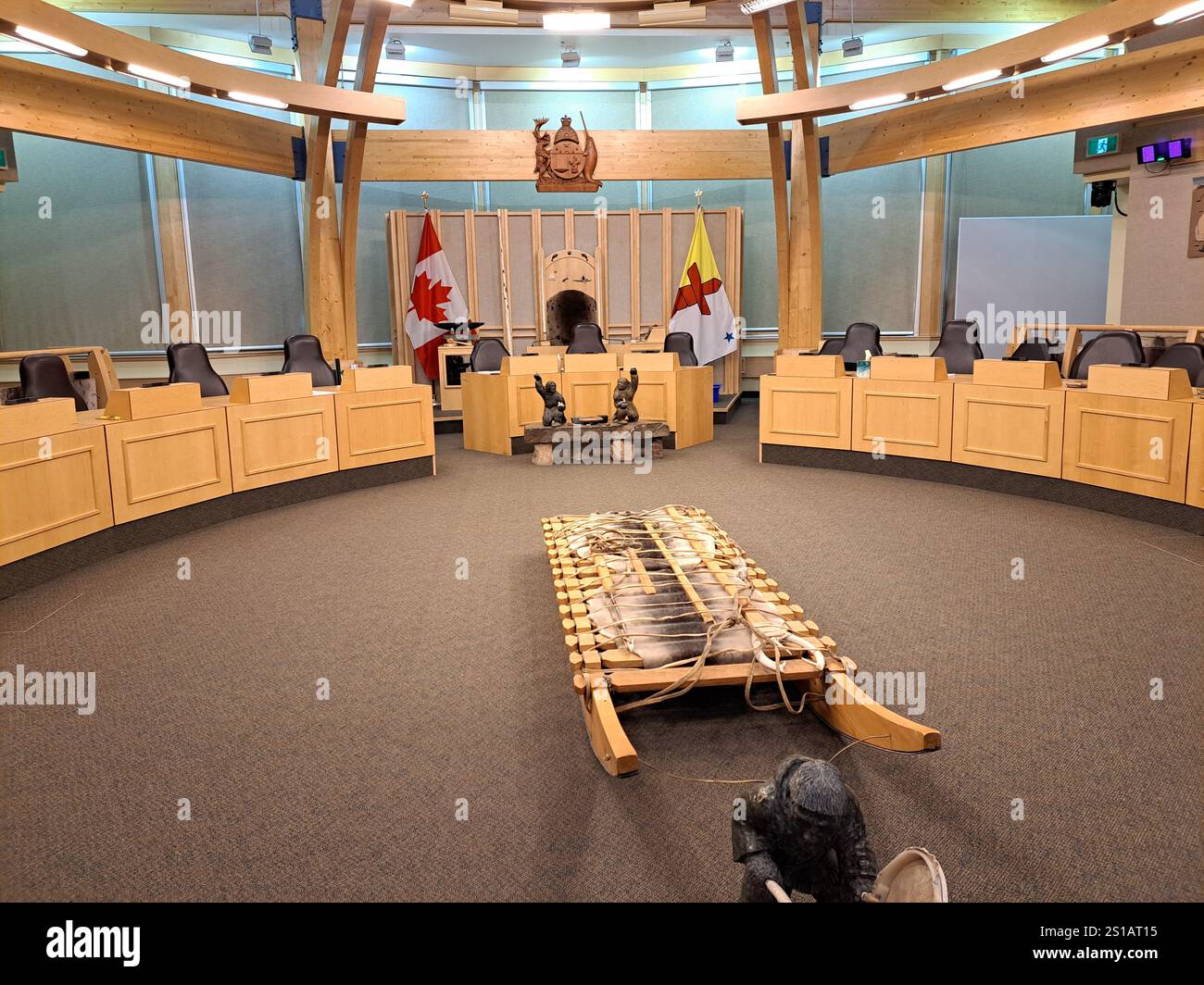 Speaker's chair in the chambers at the Legislative Assembly of Nunavut ...