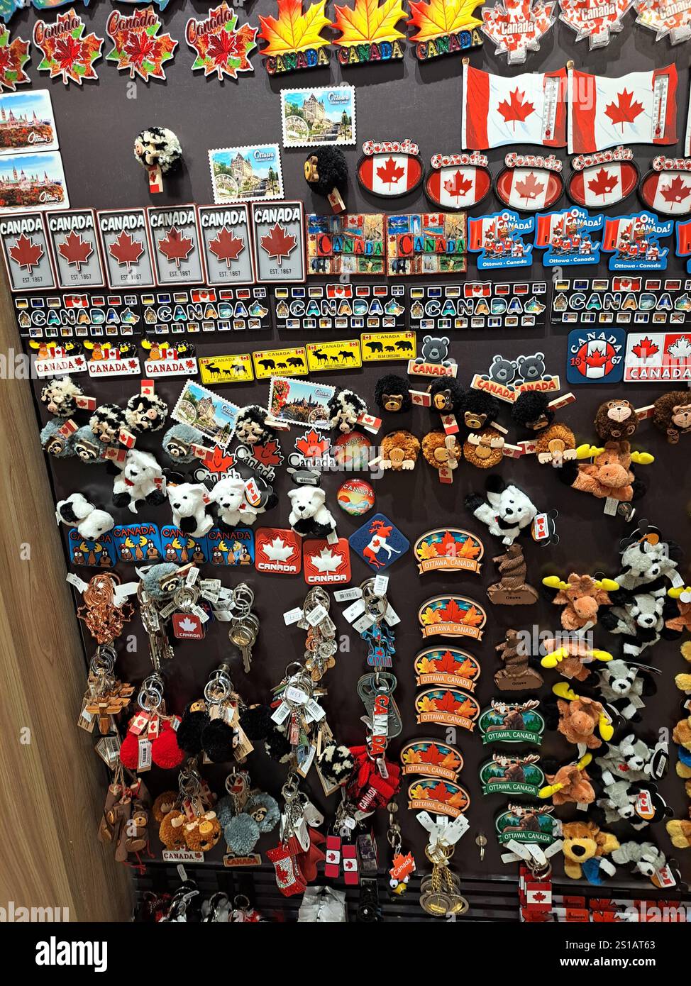 Souvenir fridge magnets at the gift shop at Ottawa International ...