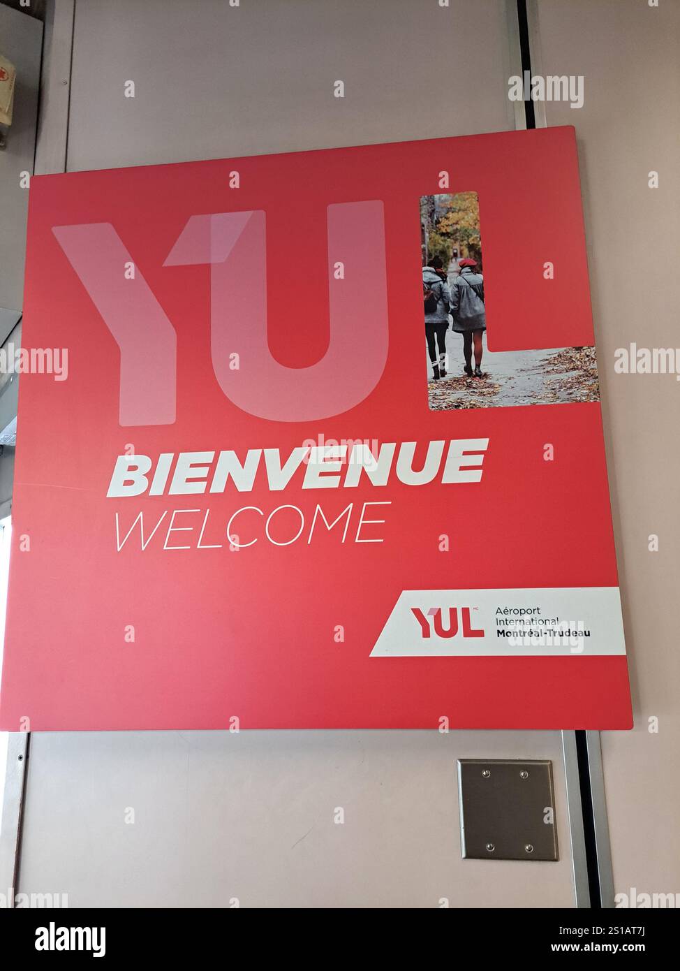 Welcome YUL sign at Pierre Elliott Trudeau International Airport in ...